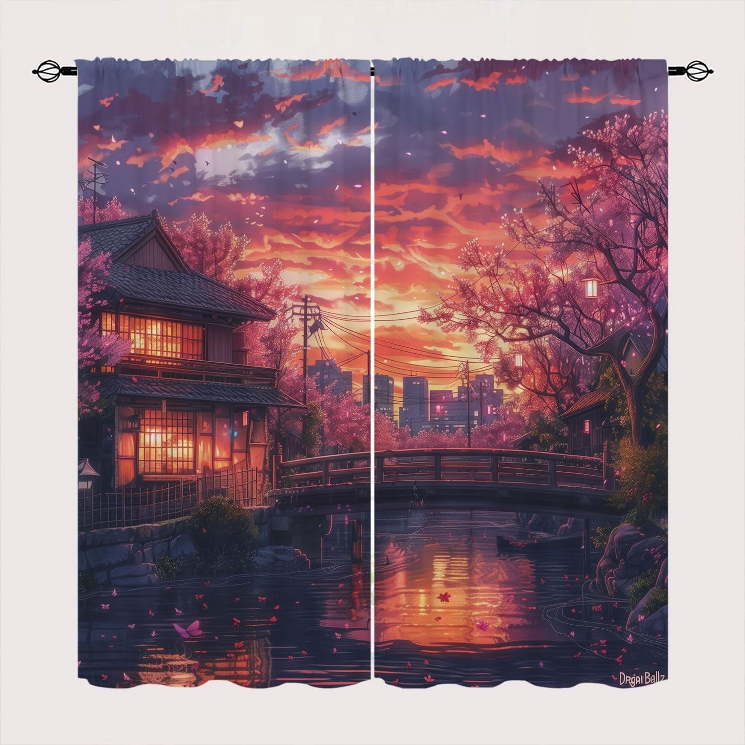Japanese Anime Blackout Curtains for Kid Girls Boys Bedroom, Old Wooden ...