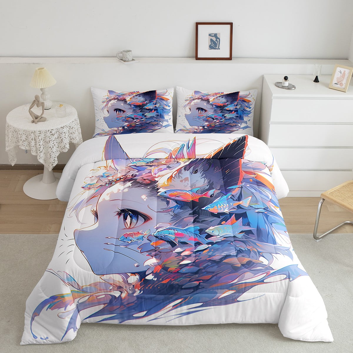 Japanese Anime Comforter Set 3D Cartoon Gifts Bedding for Girls Boys ...