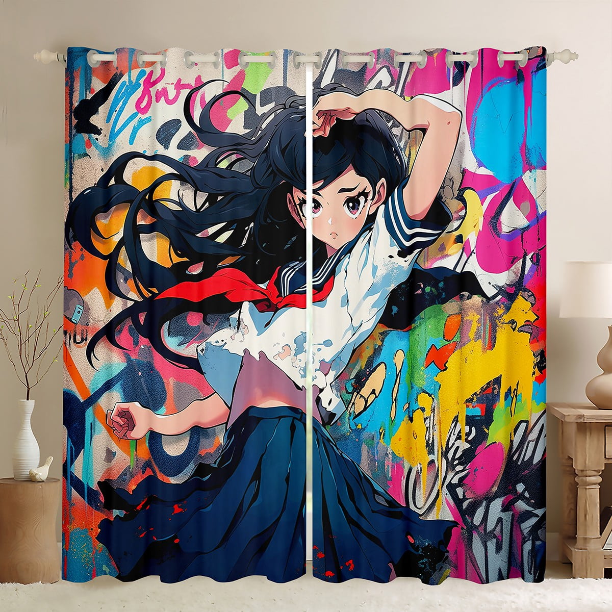 Japanese Anime Curtains,Japanese Style Kawaii Curtains Bedroom Decor ...