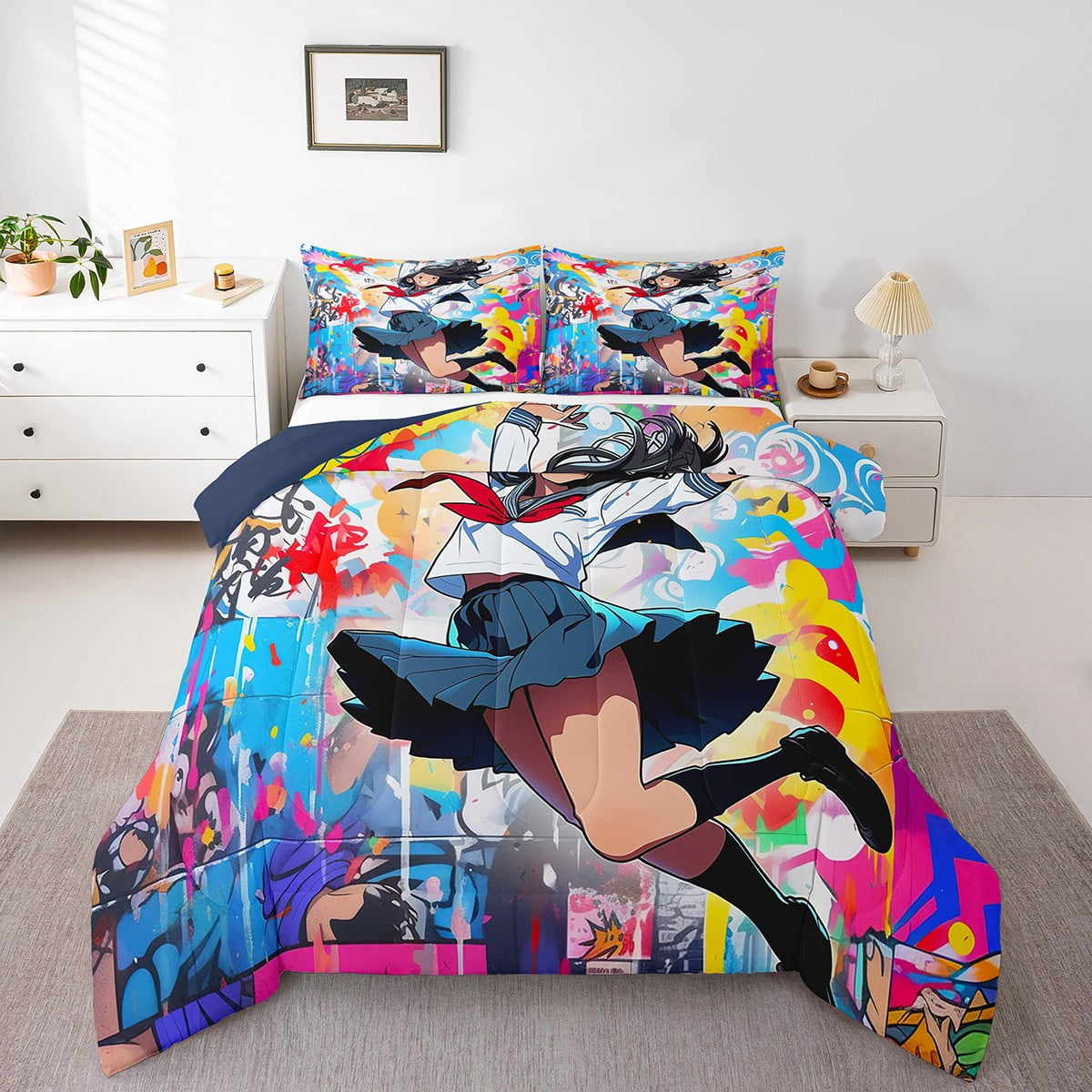 Japanese Anime Full Bedding Set,Japanese Style Kawaii Comforter Set ...