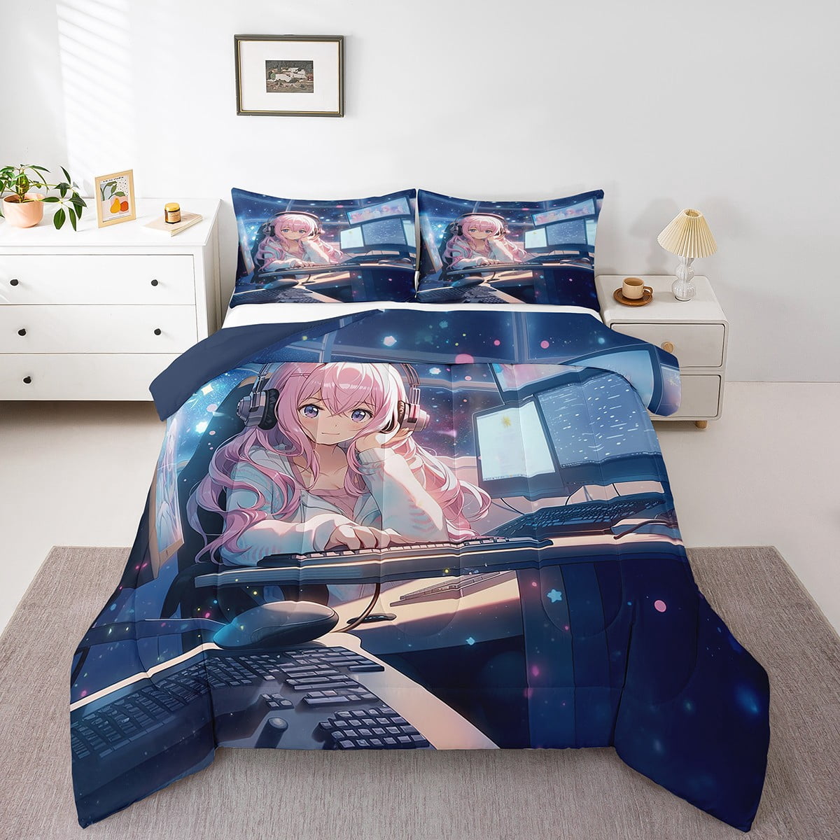 Japanese Anime Full Comforter Set,Japanese Style Kawaii Bedding Set ...