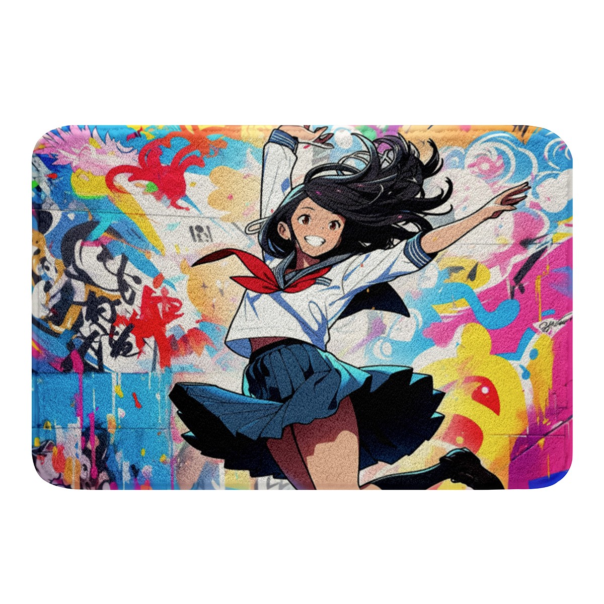 Japanese Anime Bathroom Rug Set,Japanese Style Kawaii Bath Mat Room ...