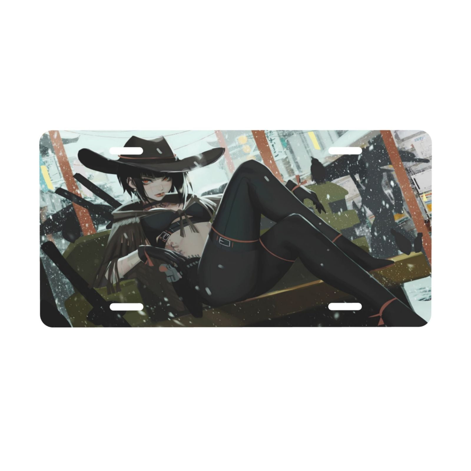 Japanese Anime Girl Samurai Ninja License Plate Front Metal Car Plate 6 ...