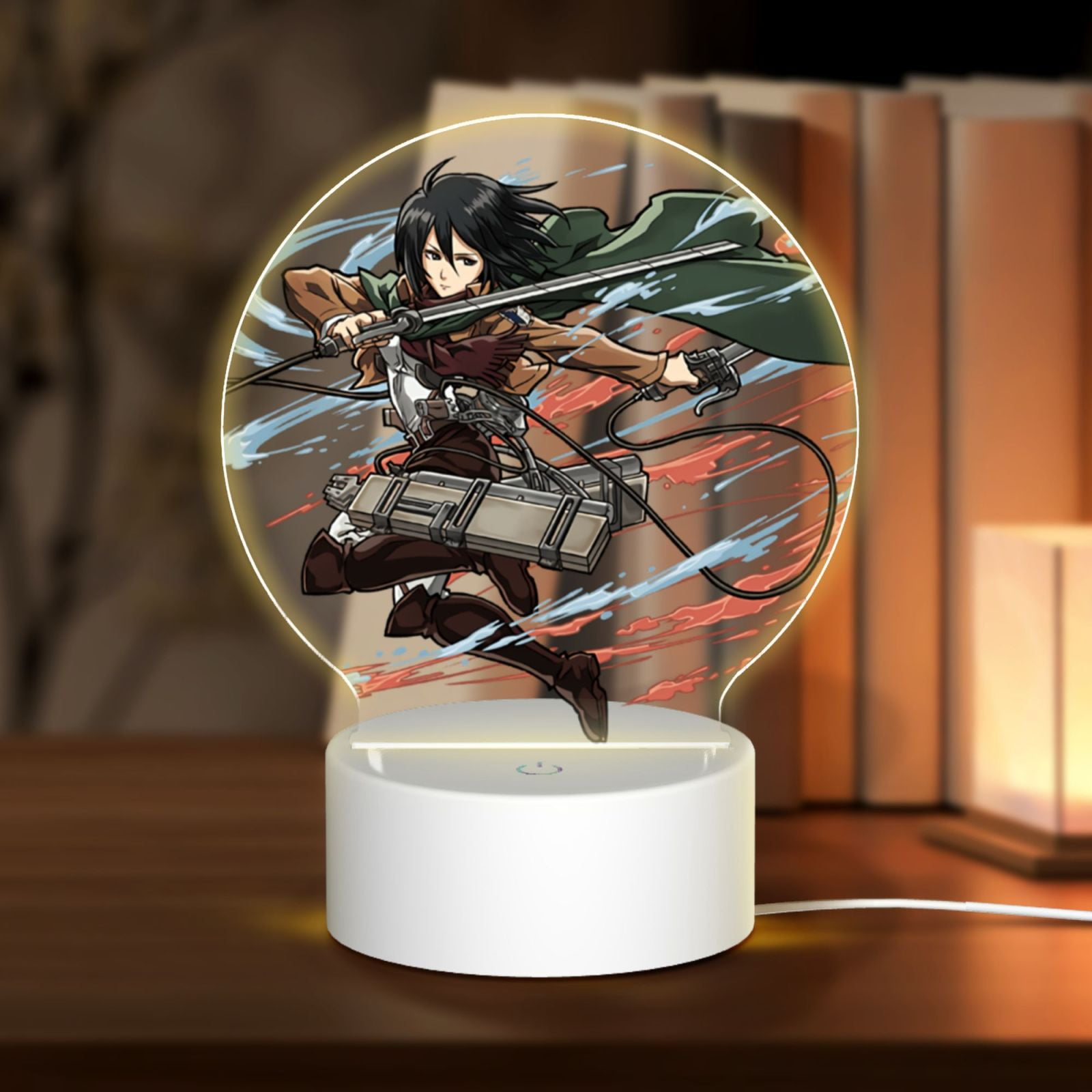 Japanese Anime Graphic Table Round Acrylic Attack on Titan Night Light ...