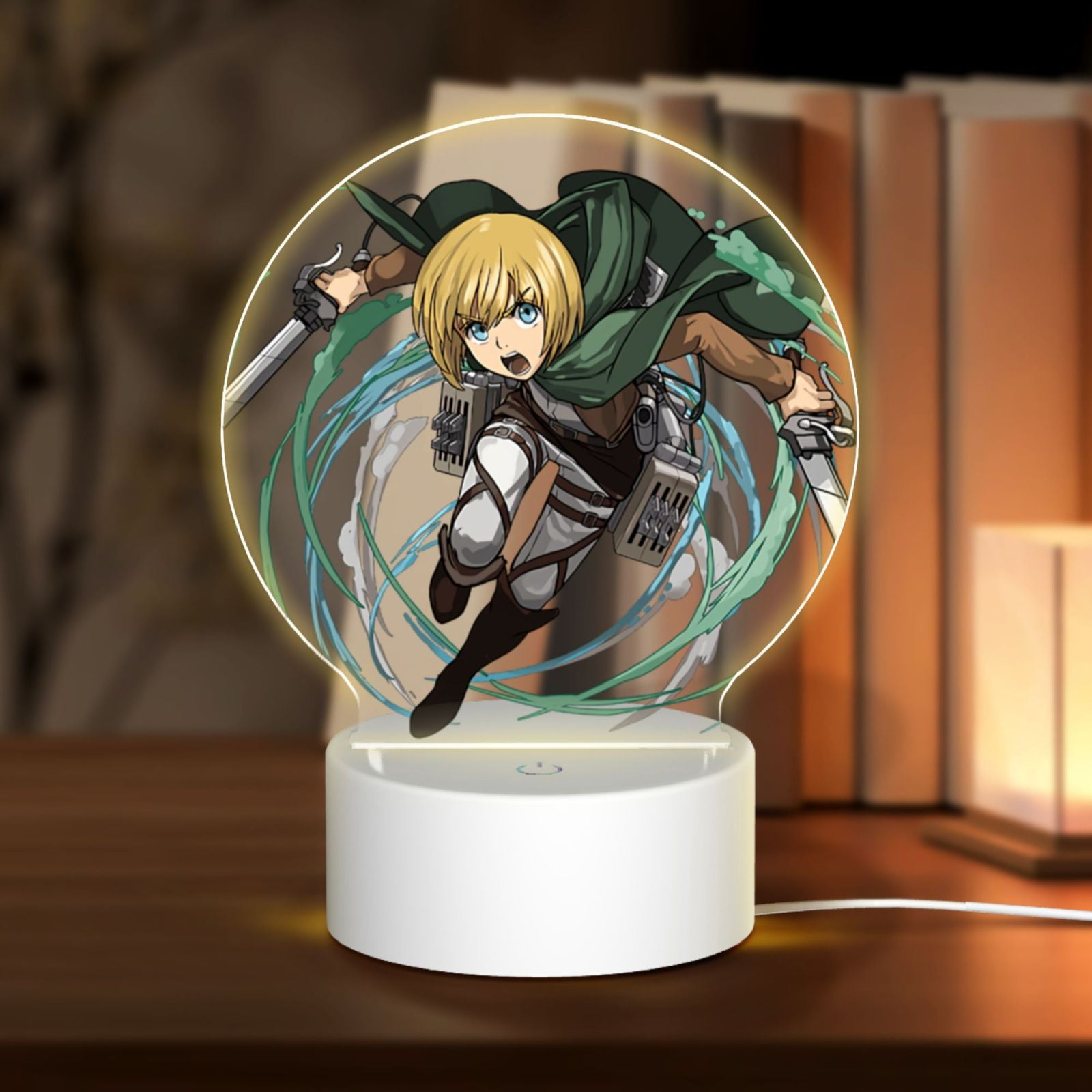 Japanese Anime Graphic Table Round Acrylic Attack on Titan Night Light ...