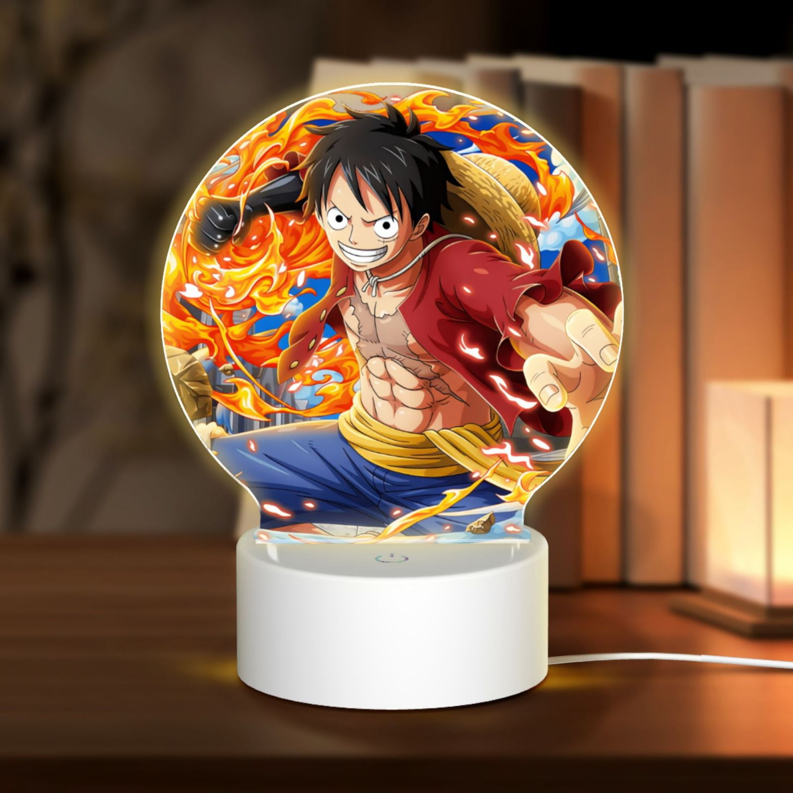 Japanese Anime Graphic Table Round Acrylic One Piece Night Light With ...