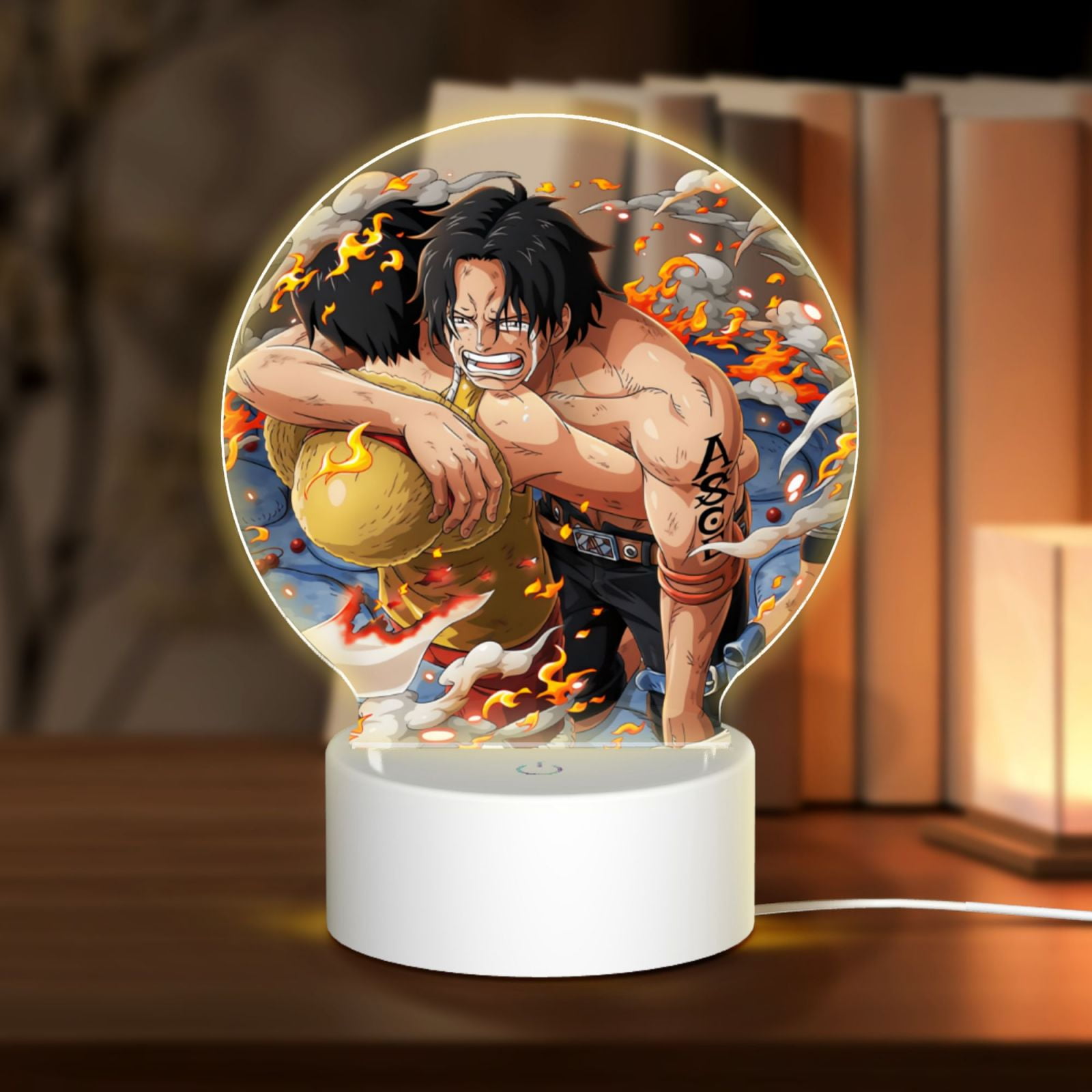 Japanese Anime Graphic Table Round Acrylic One Piece Night Light With ...