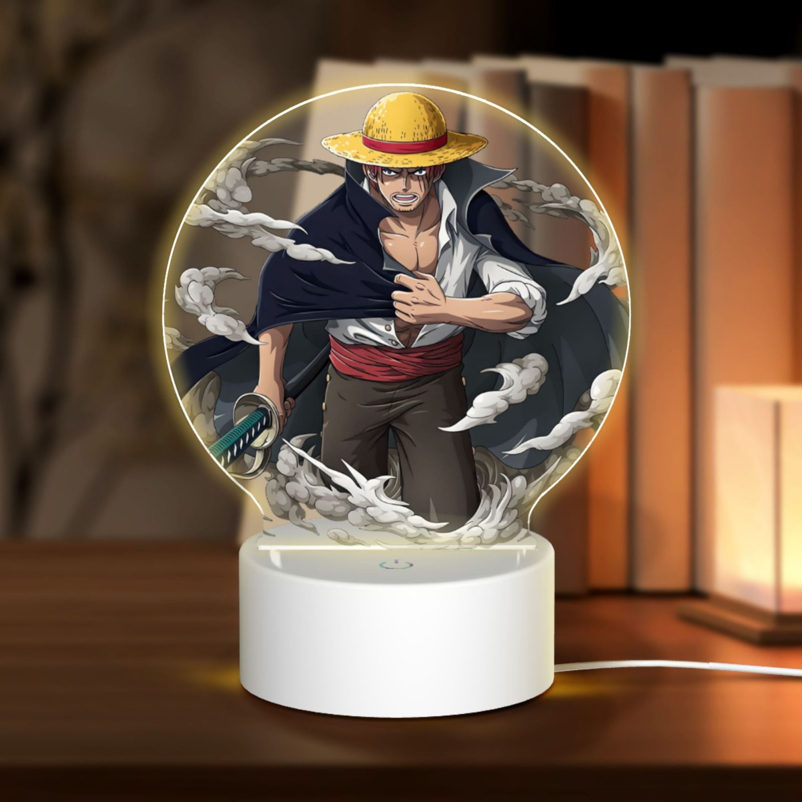 Japanese Anime Graphic Table Round Acrylic One Piece Night Light With ...