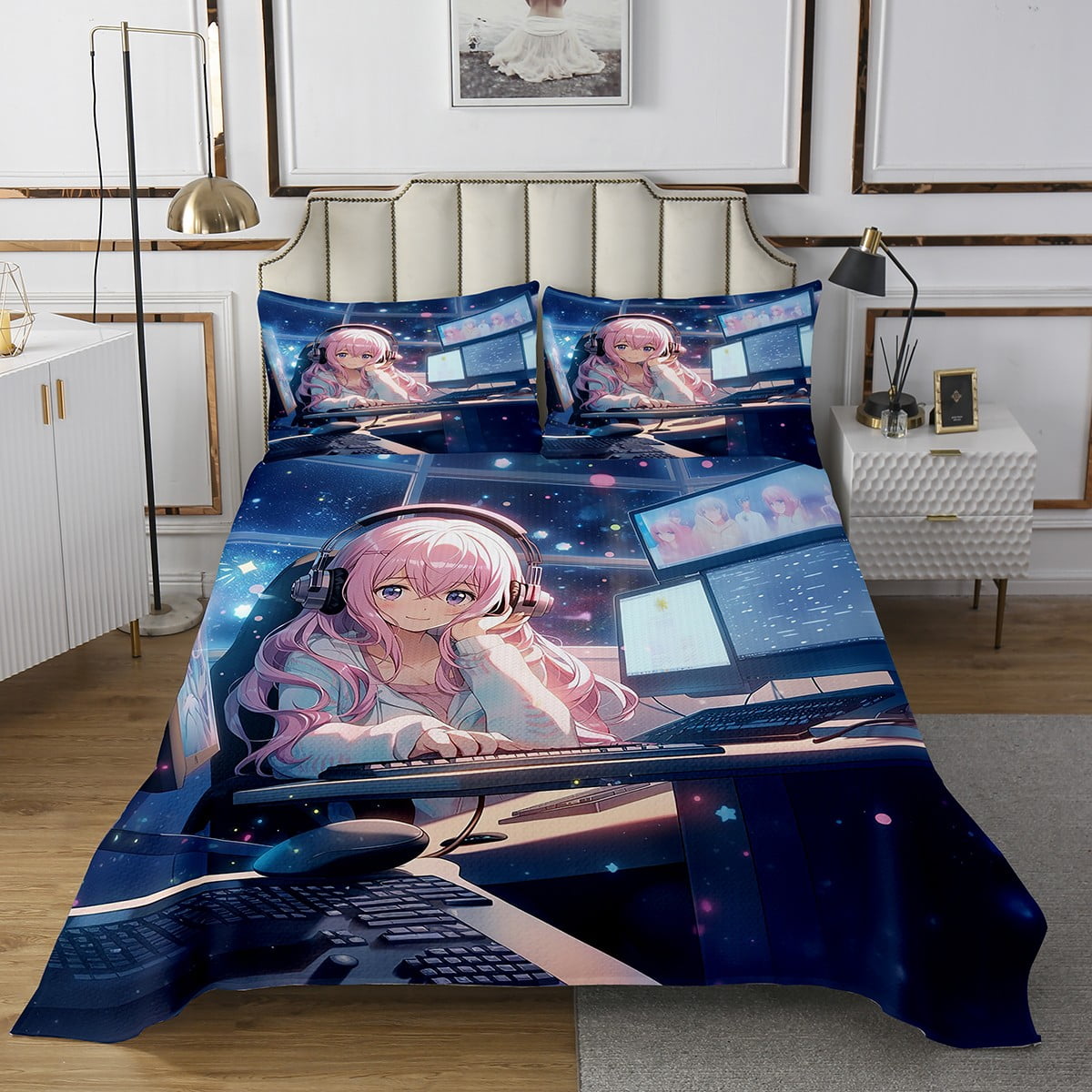 Japanese Anime King Quilt Set,Japanese Style Kawaii Bedding Set Room ...