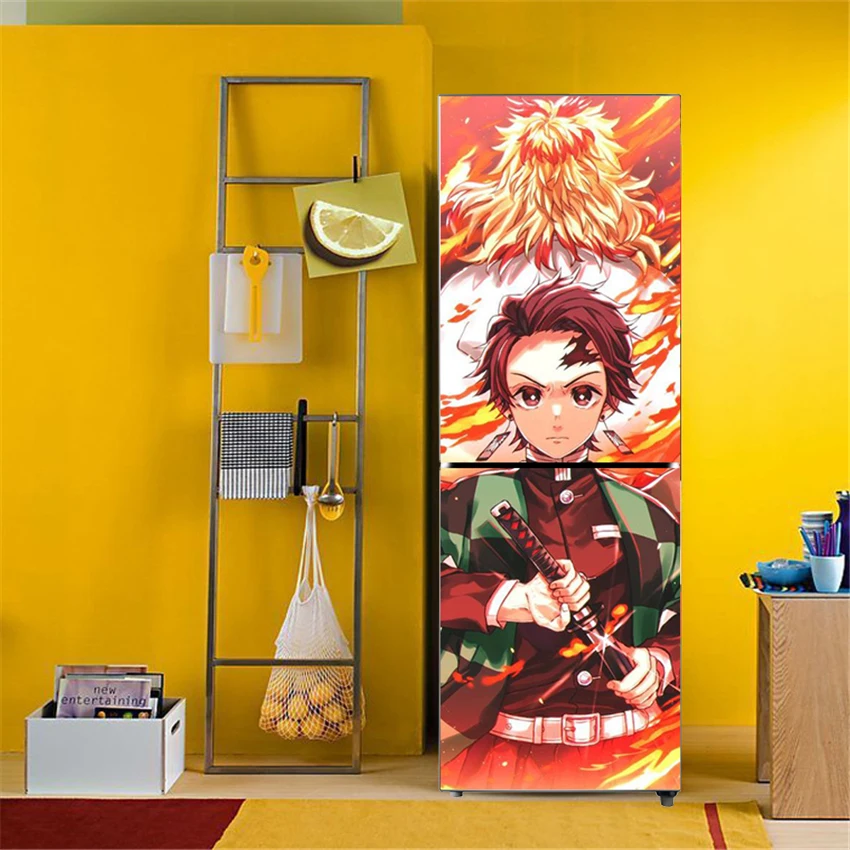 Japanese Anime Refrigerator Door Sticker Art Fridge Sticker Mural Home ...