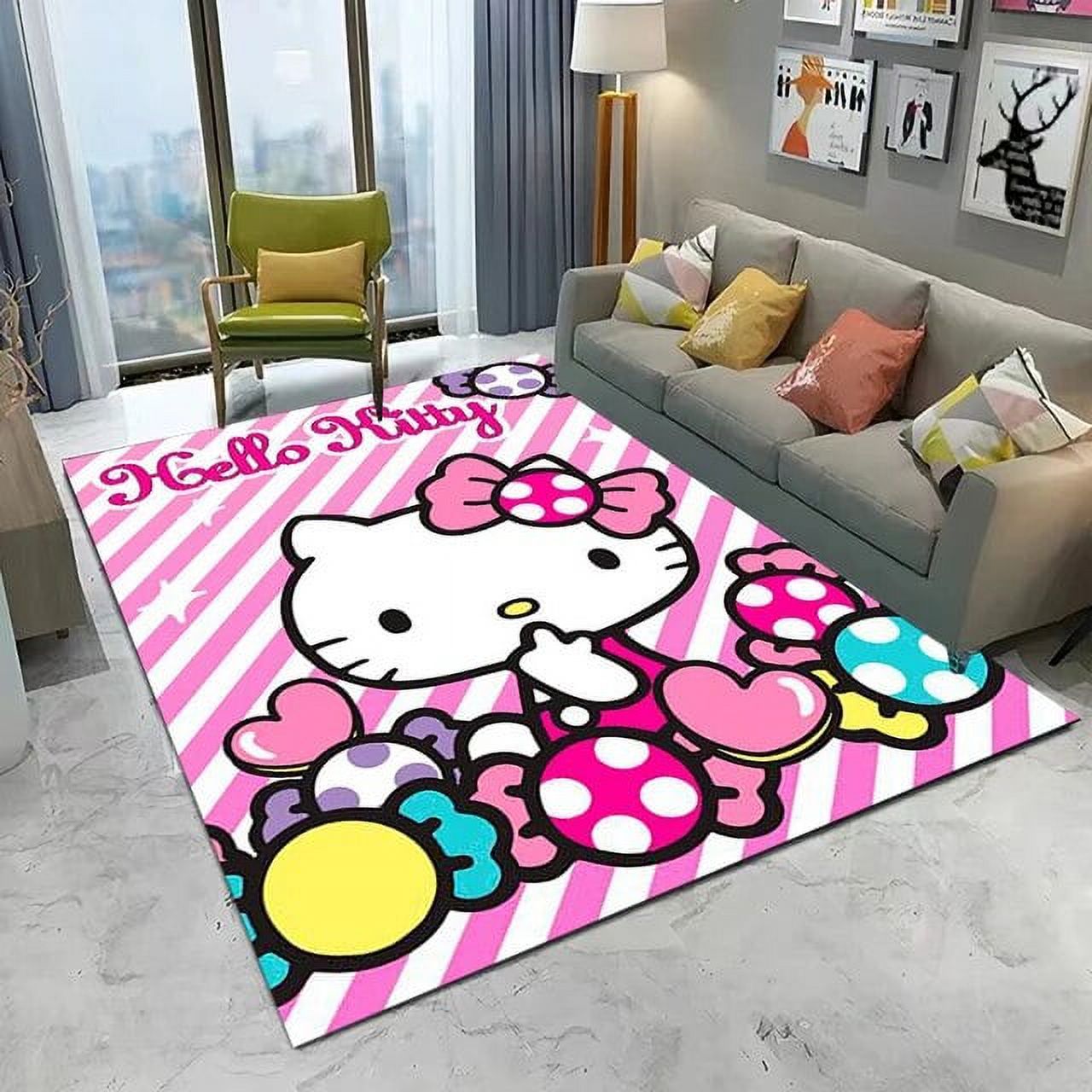 Japanese Anime Sanrio Hello Kitty Large Area 3D Carpet Home for Living ...