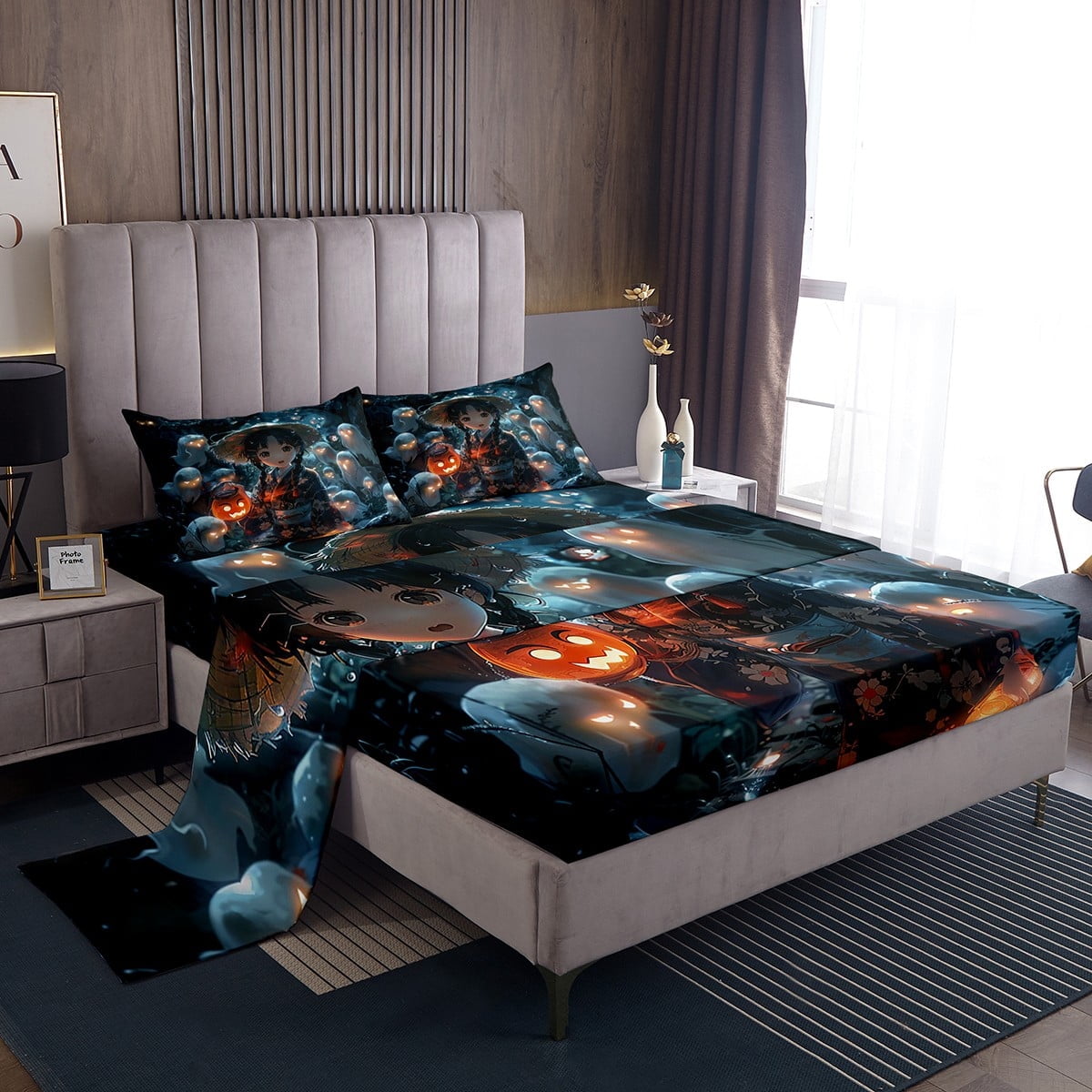 Japanese Anime Sheet Set, Halloween Pumpkin Sheets King Size Teens ...