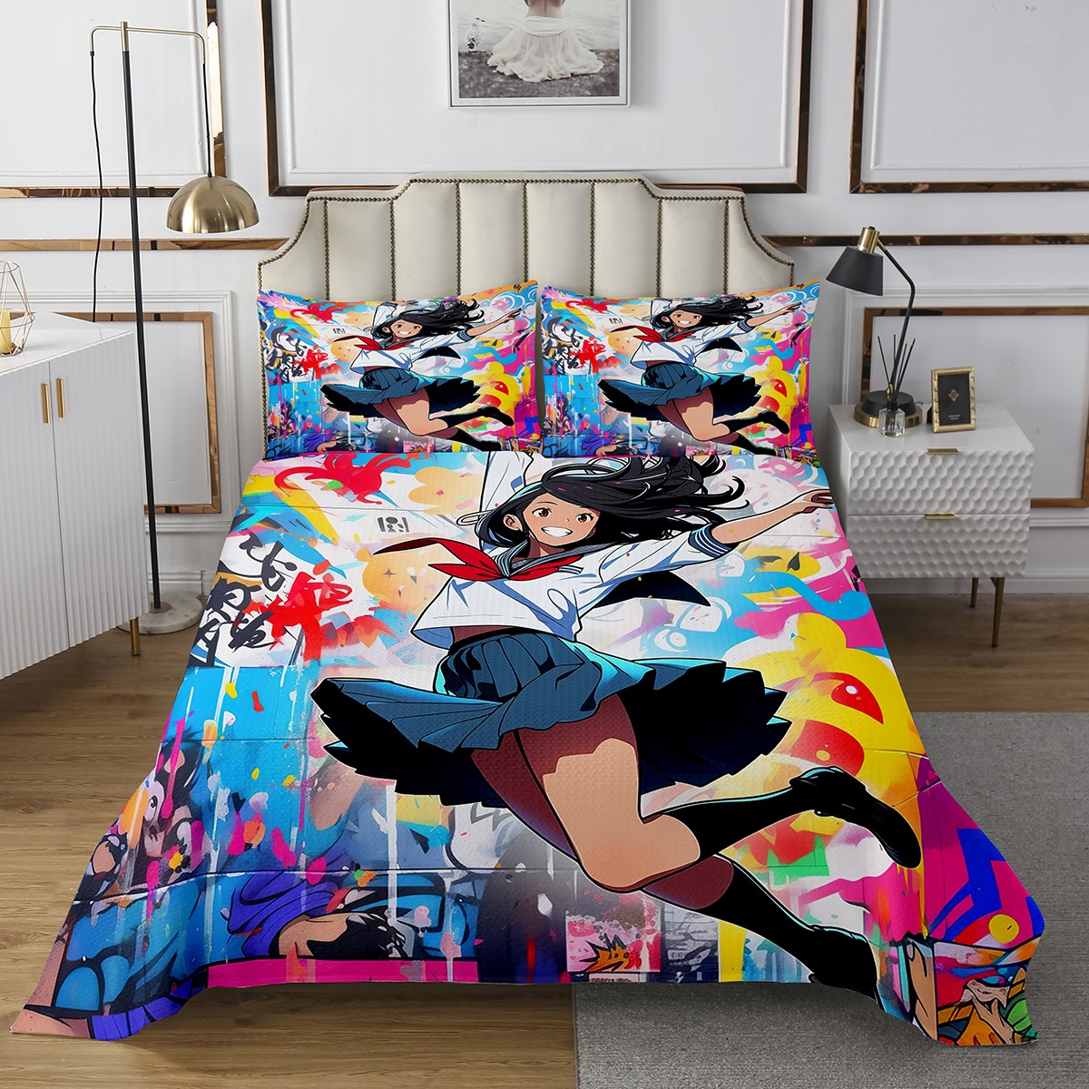 Japanese Anime Twin Quilt Set,Japanese Style Kawaii Bedding Set Bedroom ...