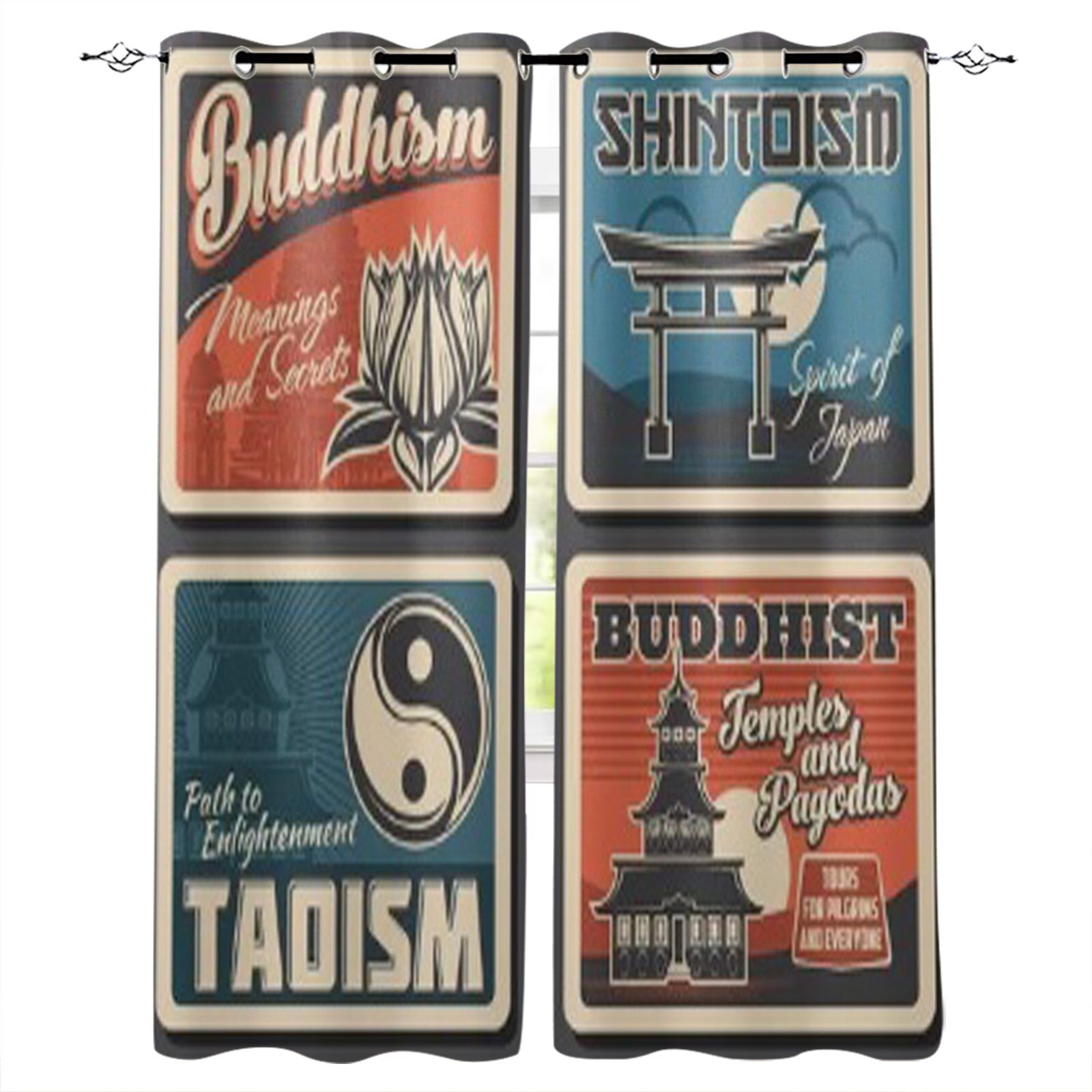 Japanese Architecture Modern Curtains For Living Room Bedroom Kitchen ...