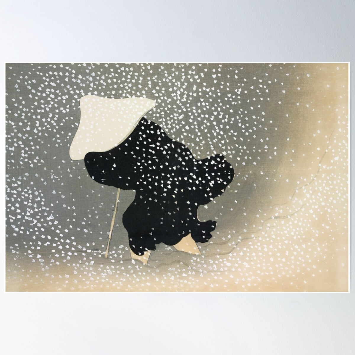 Japanese Art Man Walking In The Snowstorm Poster Wall Art Bedroom Wall ...