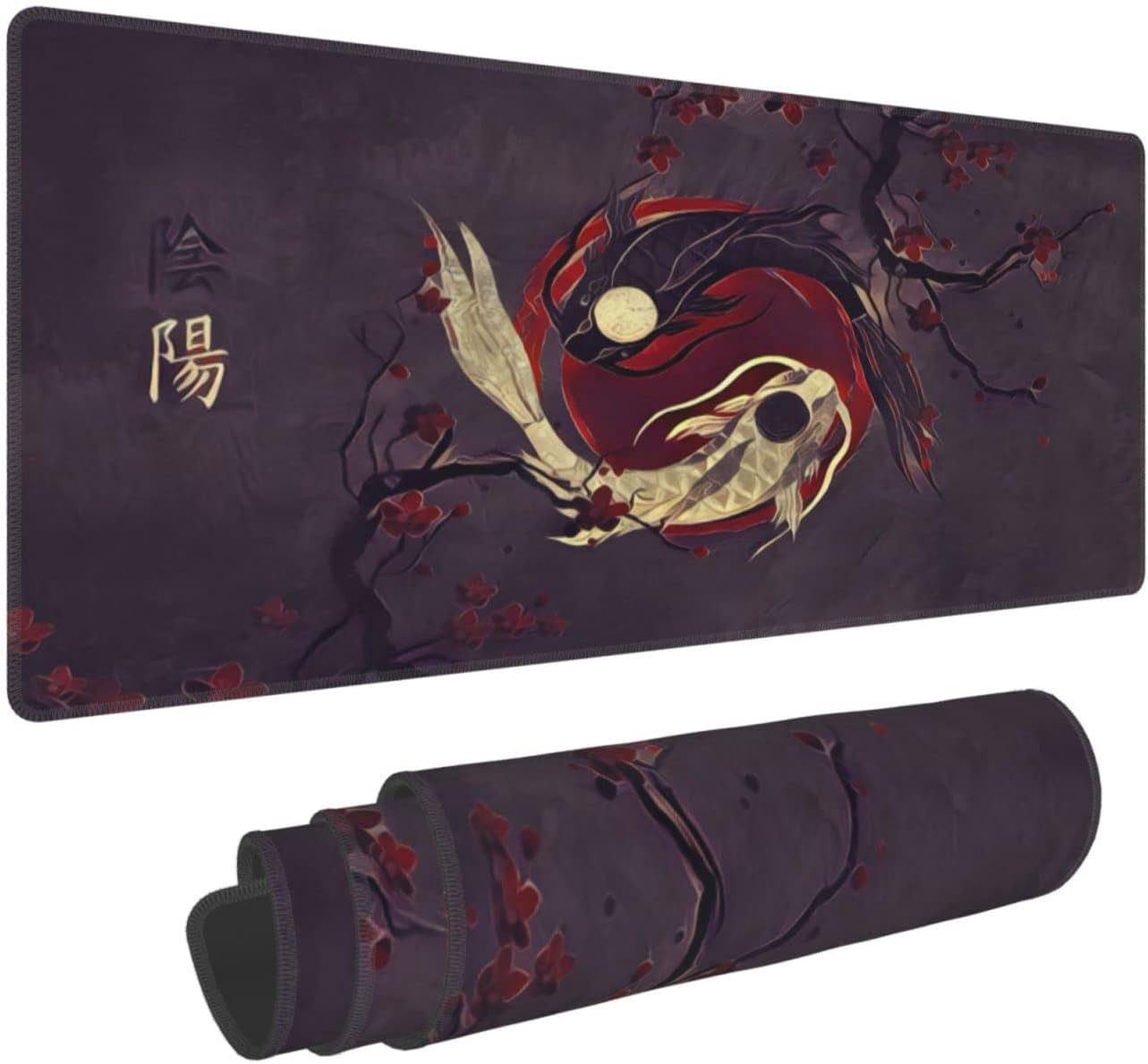 Japanese Art Yin and Yang Koi Carp Fish Red and Black Gaming Keyboard ...