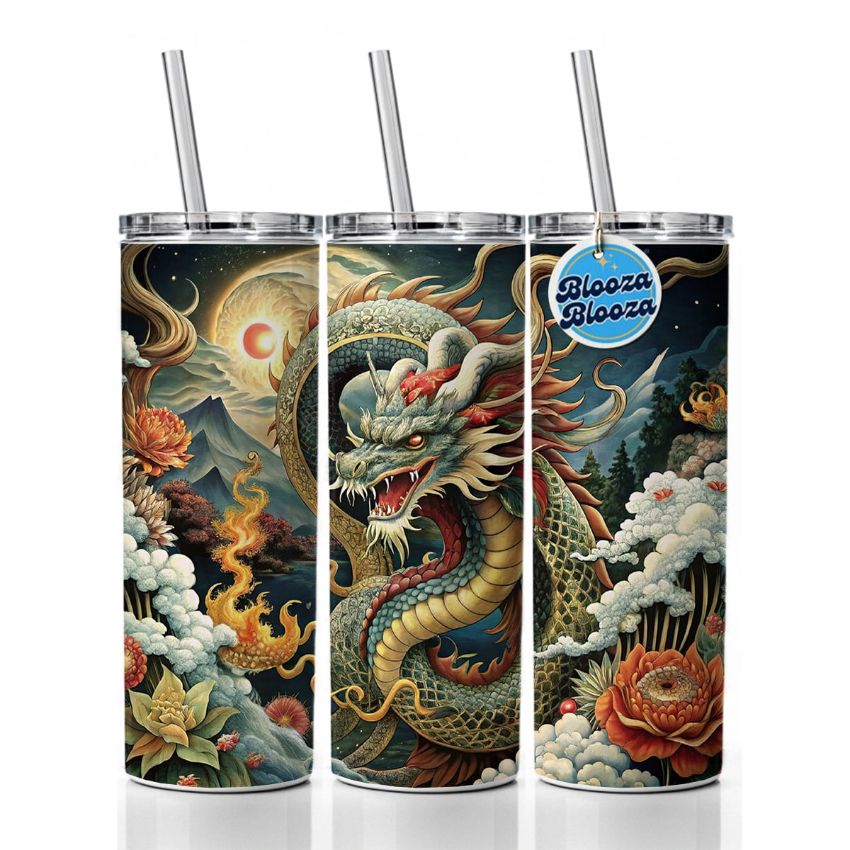 Japanese Asian Dragon Serpent Spirit Art 20oz Insulated Water Bottle ...