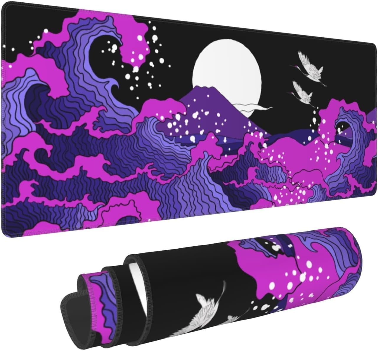 Japanese Balck Blue Purple Wave Gaming Mouse Pad 31.5 X 11.8 Inch XL ...