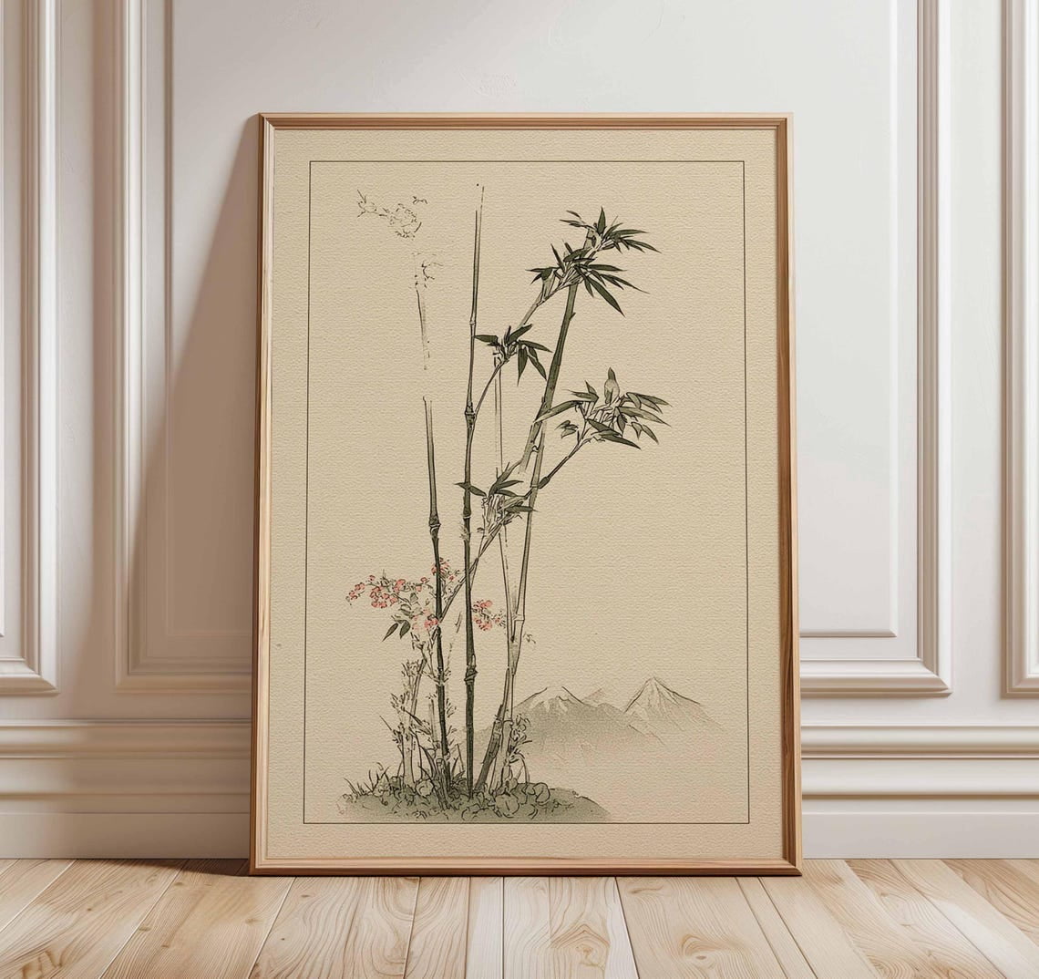 Japanese Bamboo Art Vintage Asian Landscape Zen Home Decor Nature ...