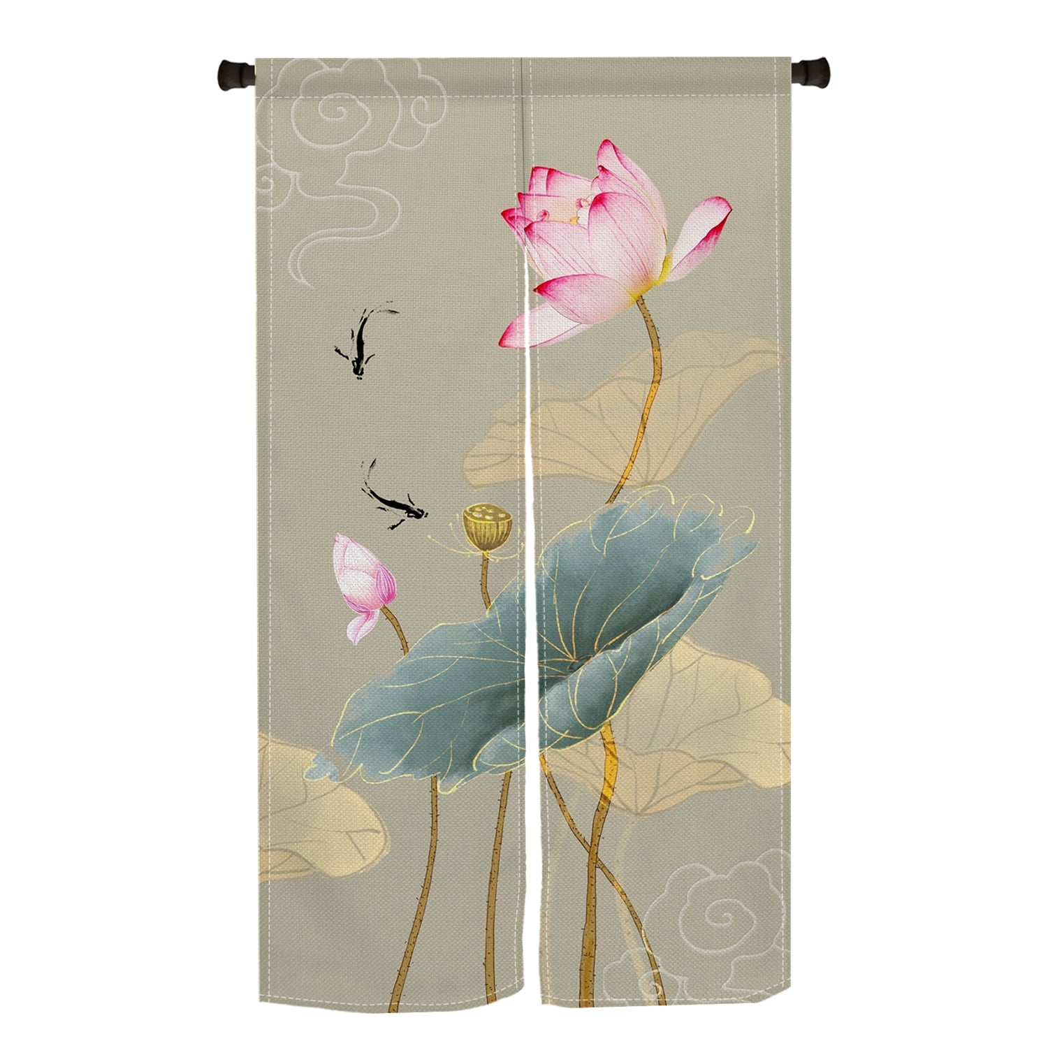 Japanese Bamboo Lotus Door Curtain Noren Feng Shui Doorway Curtain ...