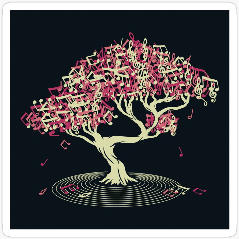 Japanese Bonsai Song Musical Notes Sticker Phone Decal Water Bottle ...