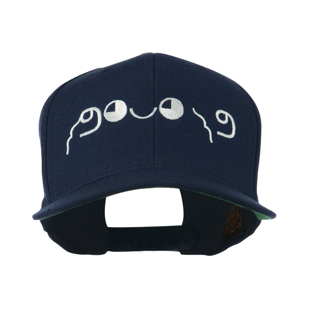 Japanese Boxing Face Emoticon Embroidered Snapback Cap - Navy OSFM ...