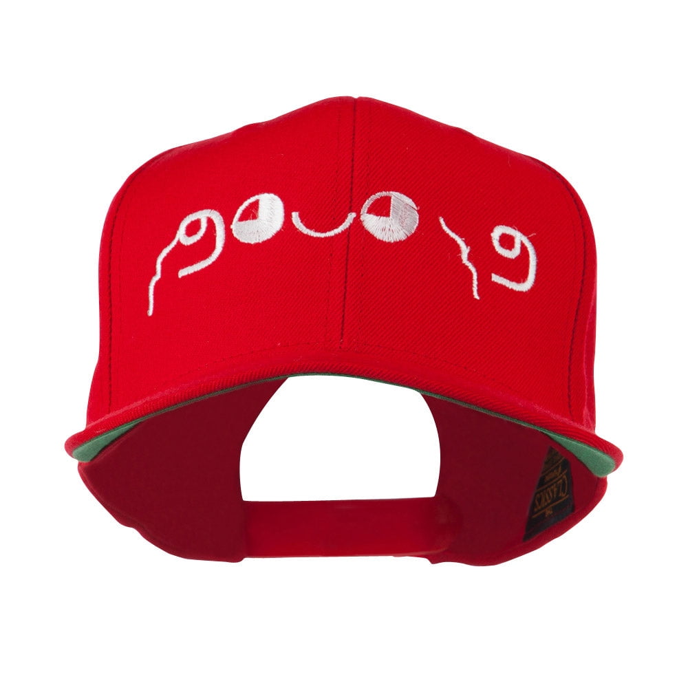 Japanese Boxing Face Emoticon Embroidered Snapback Cap - Red OSFM ...