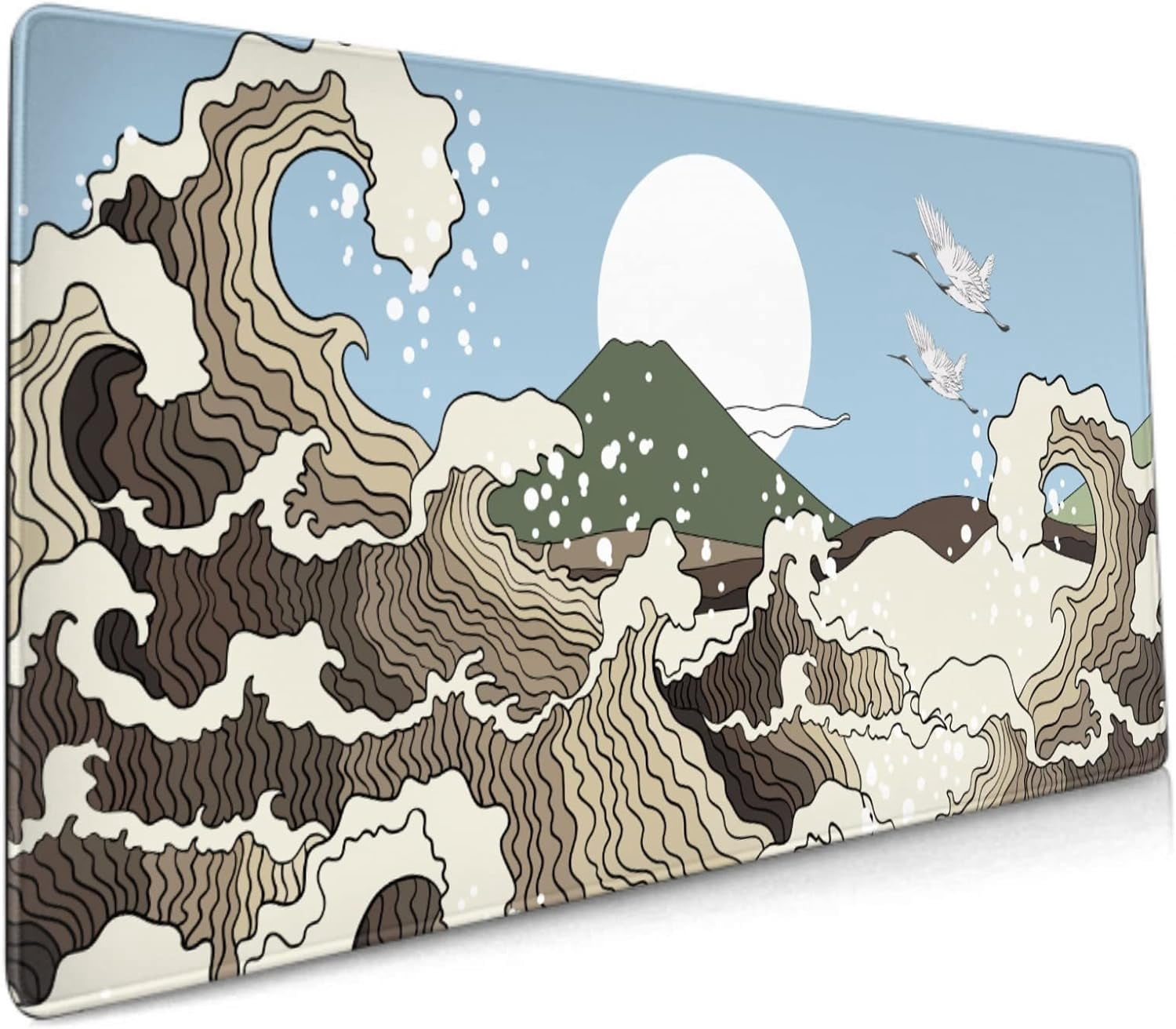 Japanese Brown Wave Gaming Mouse Pad 35.4 X 15.7 Inch XXL Cool Style ...