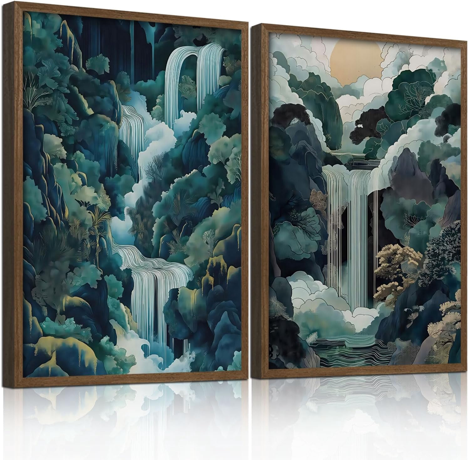 Japanese Canvas Wall art Painting Large Waterfall Scenery Poster Print ...