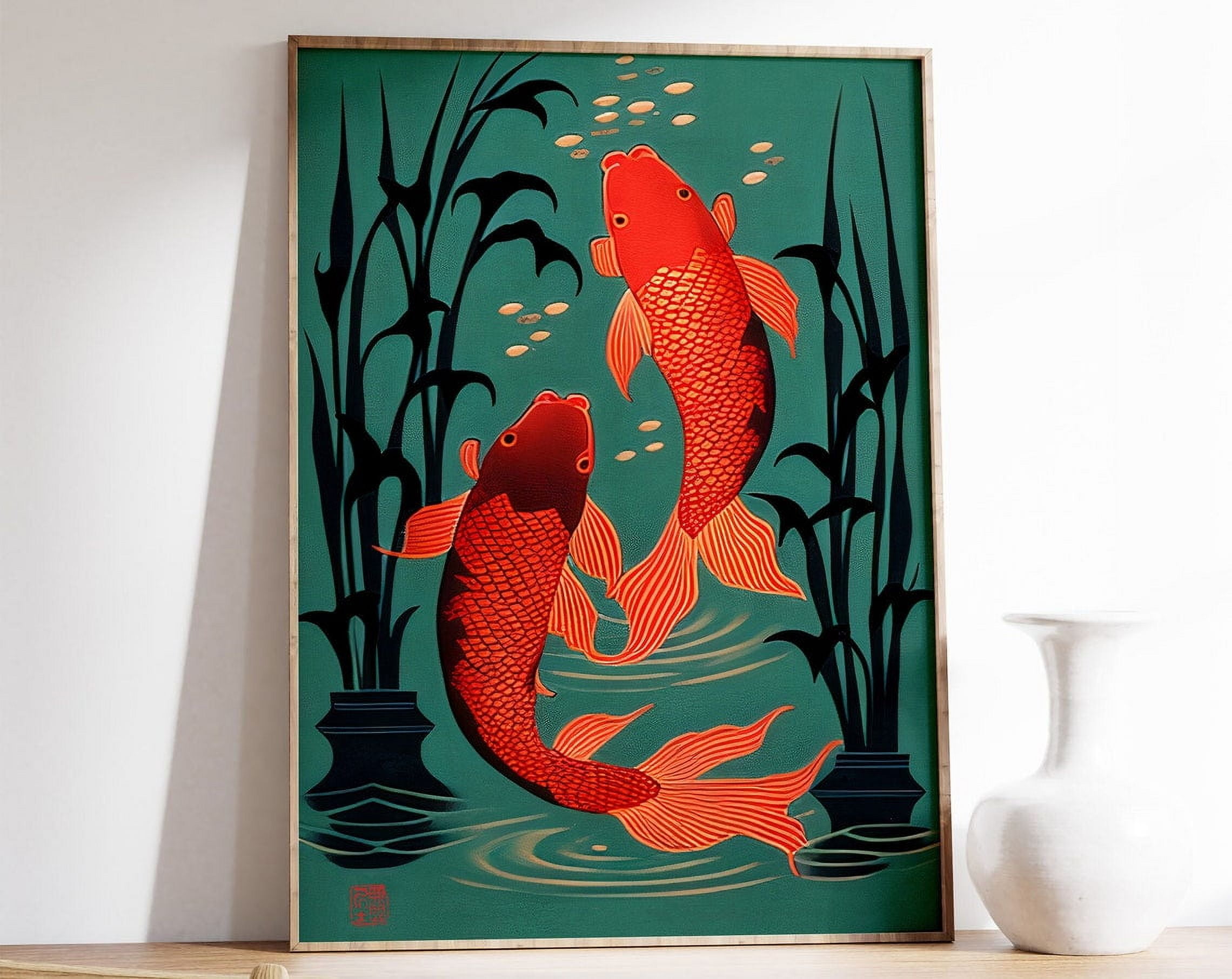 Japanese Carp Poster, Japanese Fish Print, Vintage Japanese Art, Asia ...