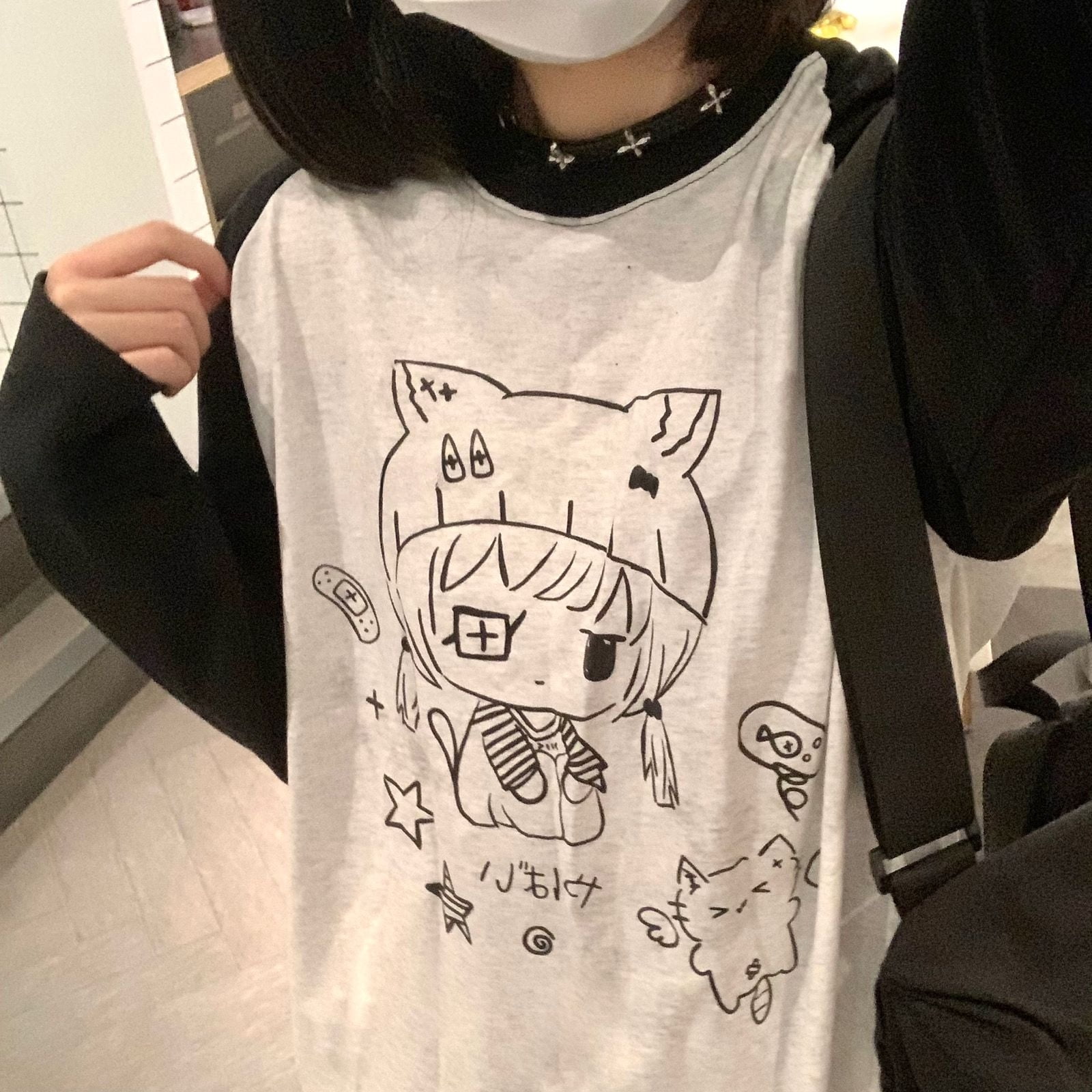 Japanese Casual T-shirt Women Gothic Anime Cartoon Print Loose T Shirts ...