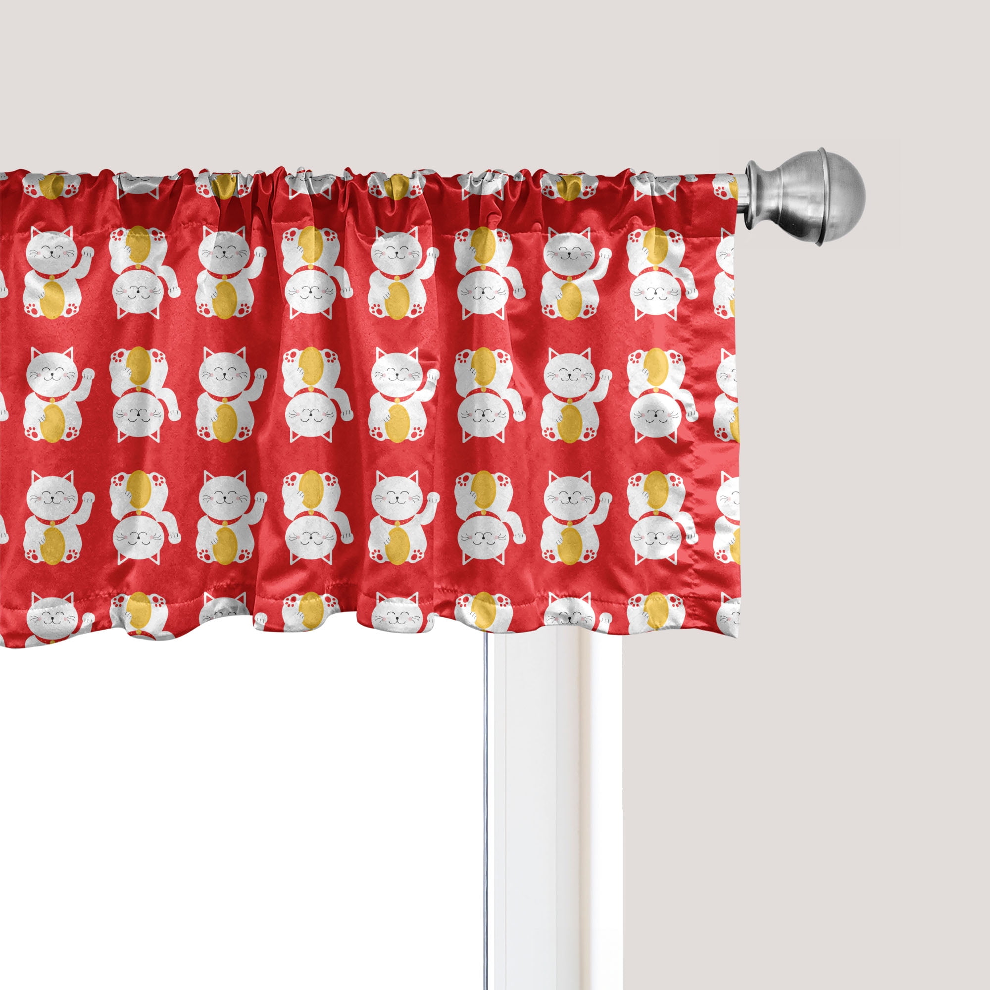 Japanese Cat Window Valance, Lucky Maneki Neko Luck Fortune Prosperity ...