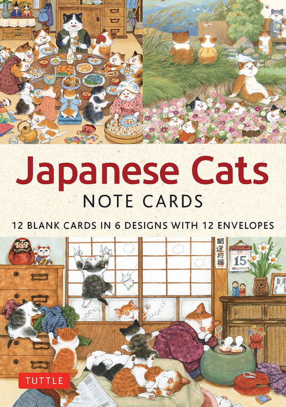Japanese Cats - 12 Blank Note Cards: In 6 Original Illustrations by ...