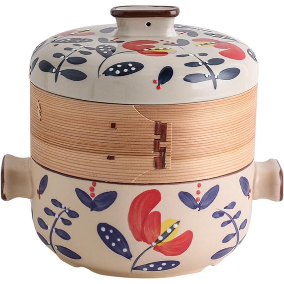 Japanese Ceramic Casserole Pot with Steamer Basket - Soup Stew Pot ...