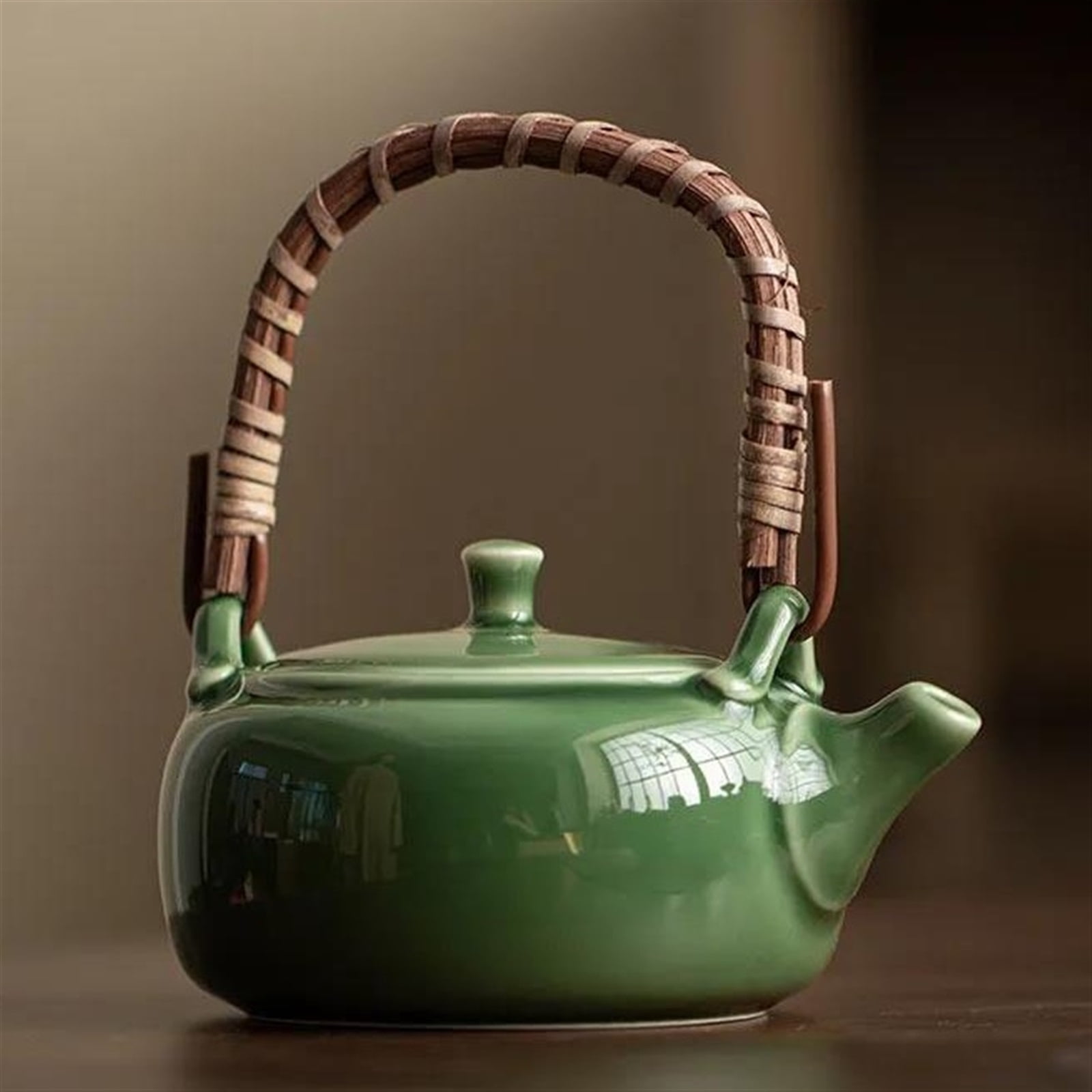 Japanese Ceramic Kung Fu Teapot Yue Kiln Celadon Rattan Lifting Beam ...