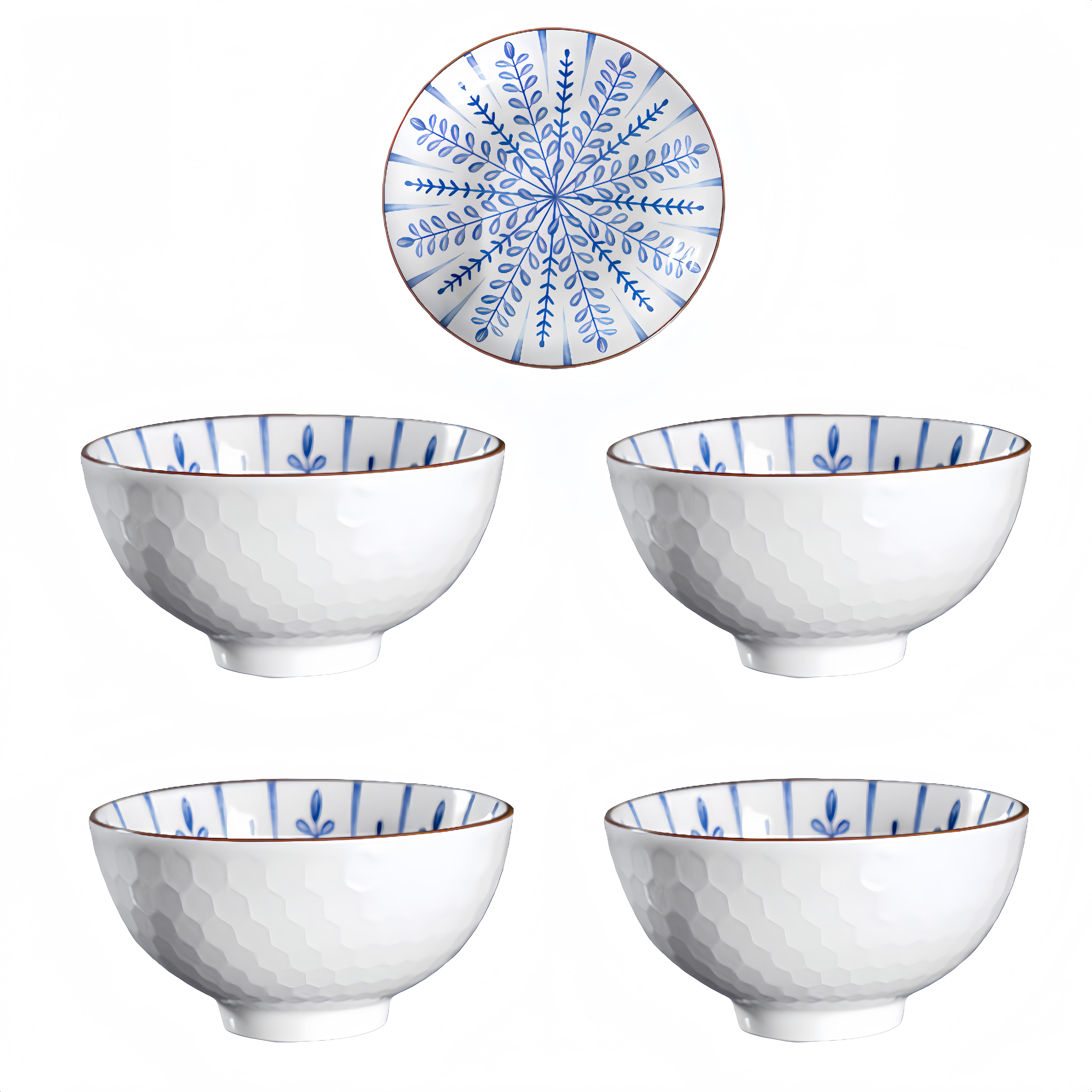 GSHLGAO Japanese Ceramic Rice Bowls - 10 oz Porcelain Bowls, Pack of 4 ...