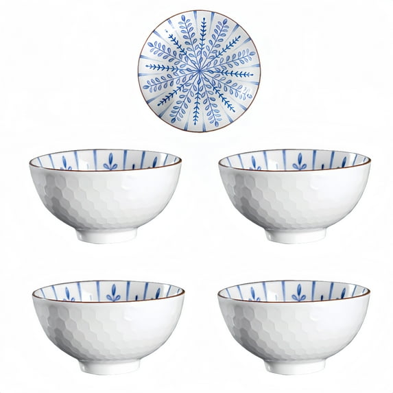 GSHLGAO Japanese Ceramic Rice Bowls, Porcelain, 10 oz, Microwave Safe ...