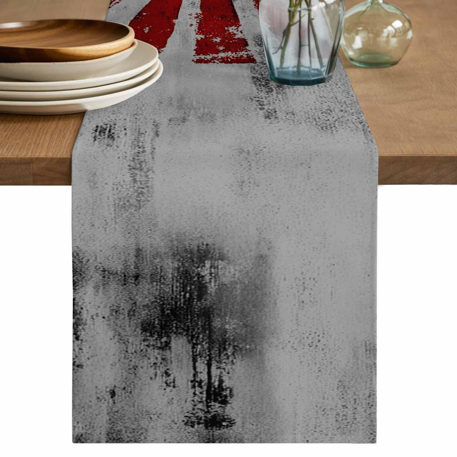 Japanese Chariot Flag Table Runner 70 Inches, Red Navy Flag Abstract ...