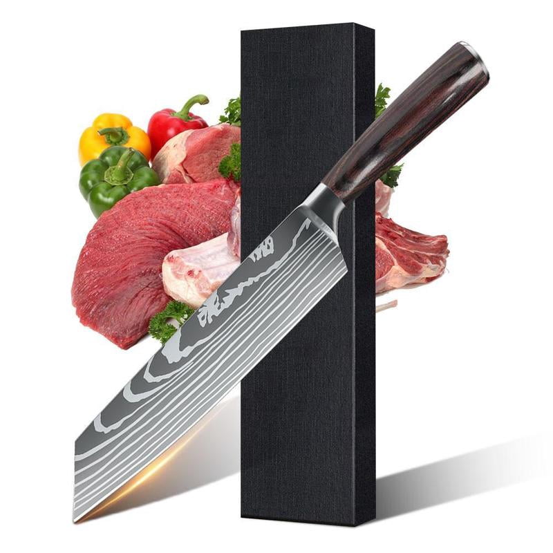 Japanese Chef's Knife - 8 Inch Sharp Kitchen Knife, Damascus Style ...