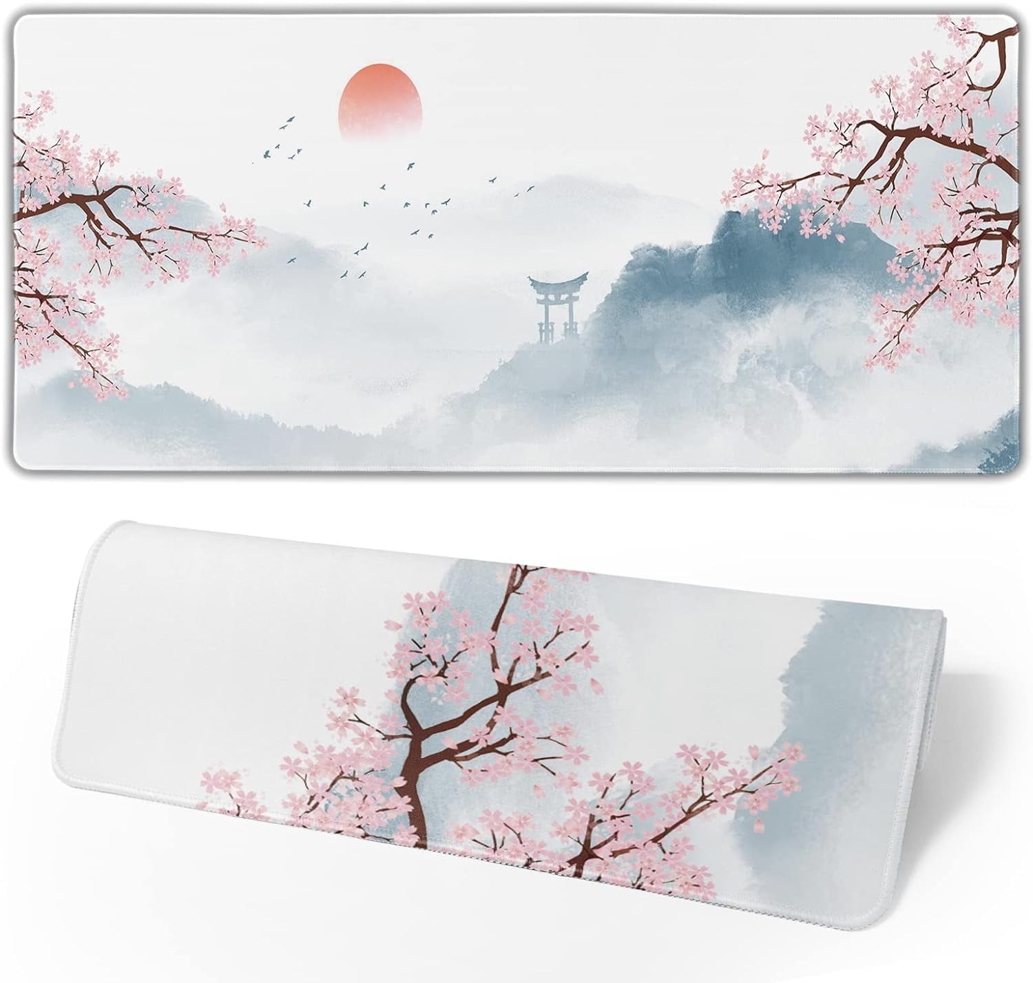 Japanese Cherry Blossom Gaming Mouse Pad Watercolor Sakura Large Mouse ...