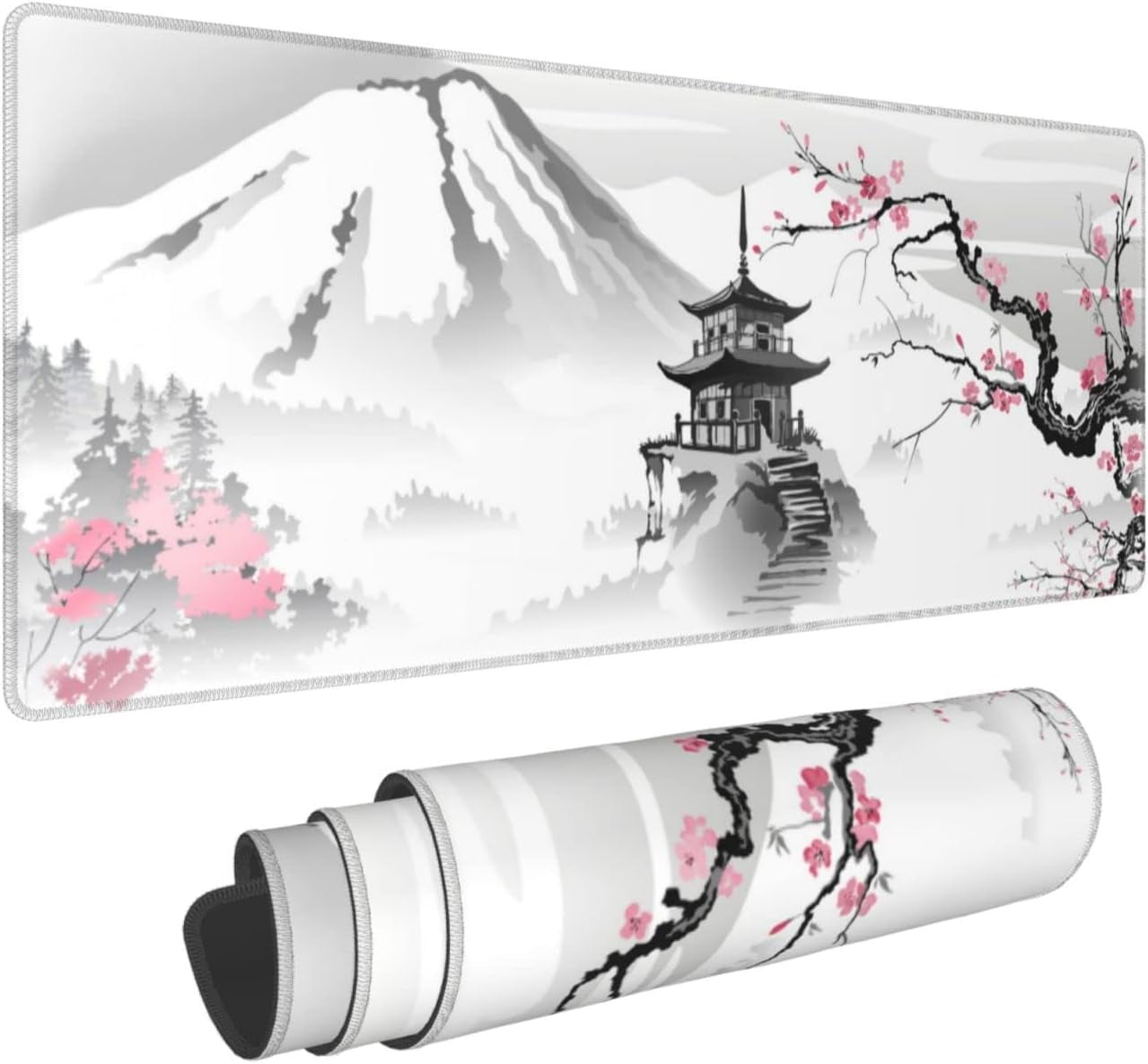 Japanese Cherry Blossom Gaming Mouse Pad - White Extended Large Mouse ...