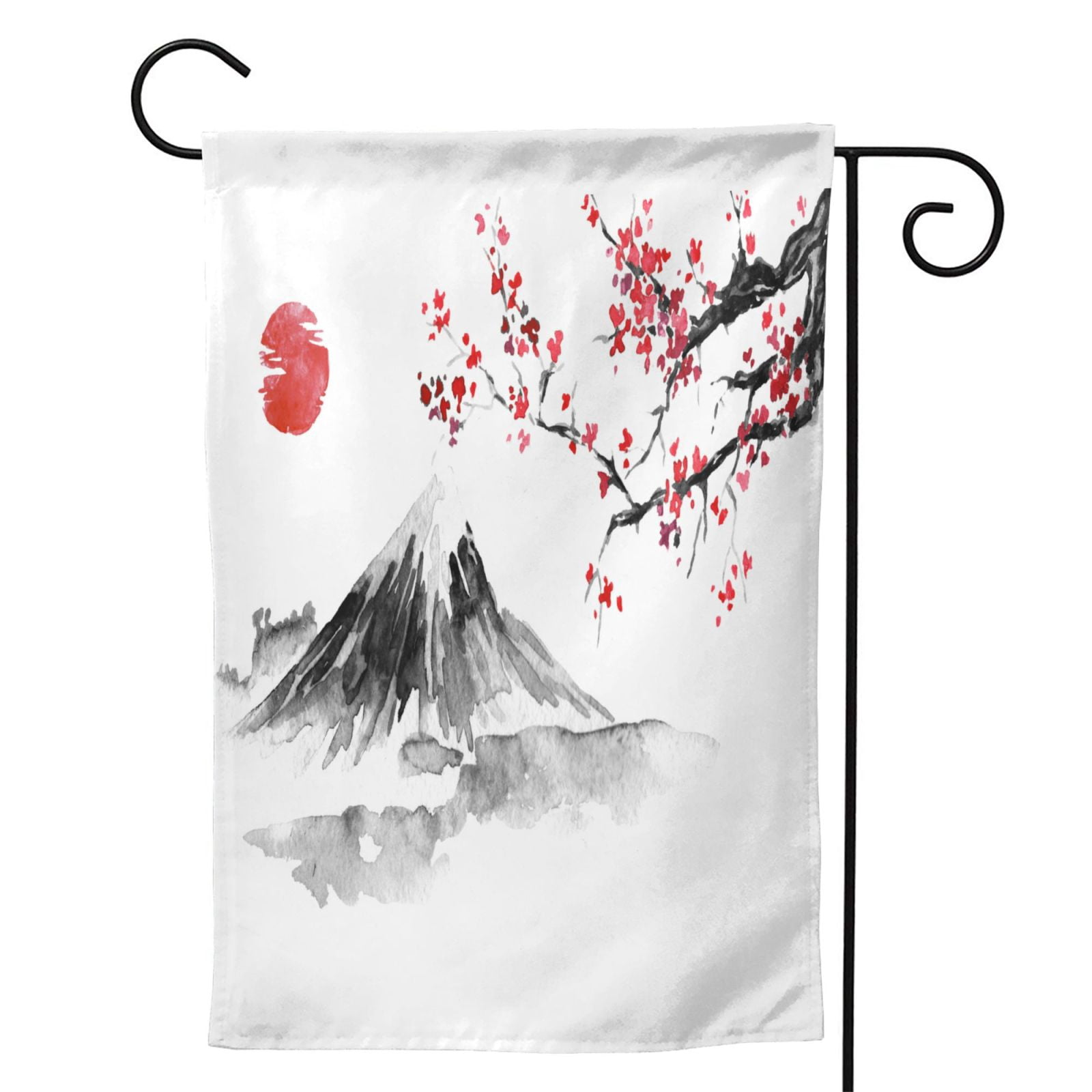 Japanese Cherry Blossom Mount Fuji Red Sun Garden Flag 28"X40" Outdoor ...
