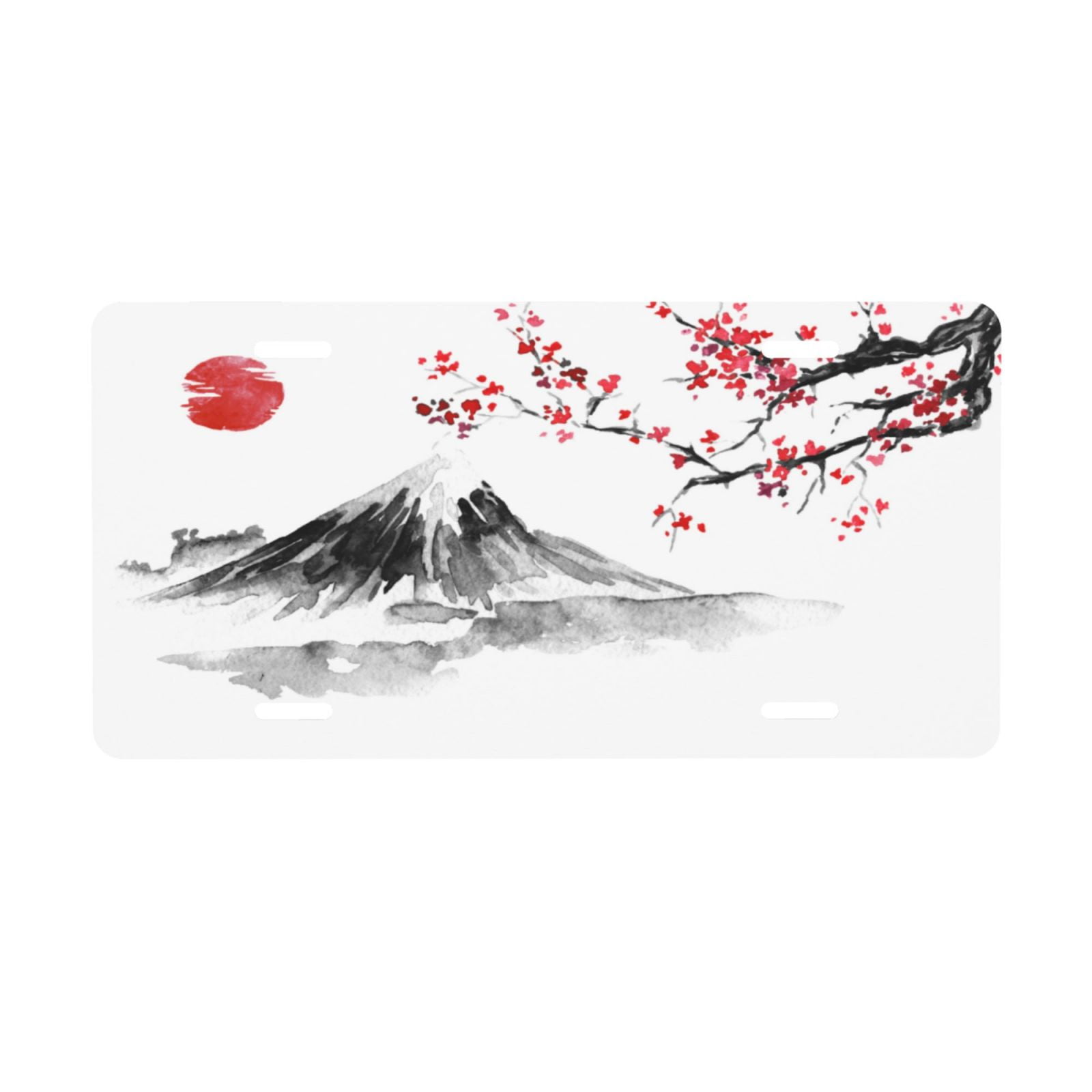 Japanese Cherry Blossom Mount Fuji Red Sun License Plate Front Metal ...