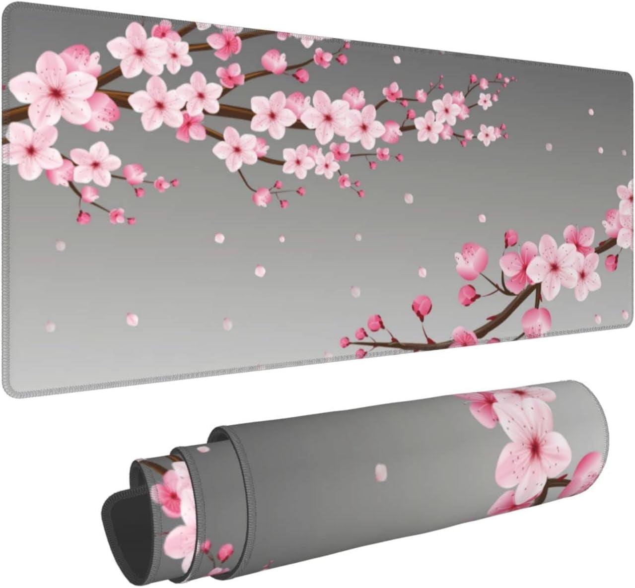 Japanese Cherry Blossom Mouse Pad 31.5x11.8 Inch Pink Grey Anime XL ...