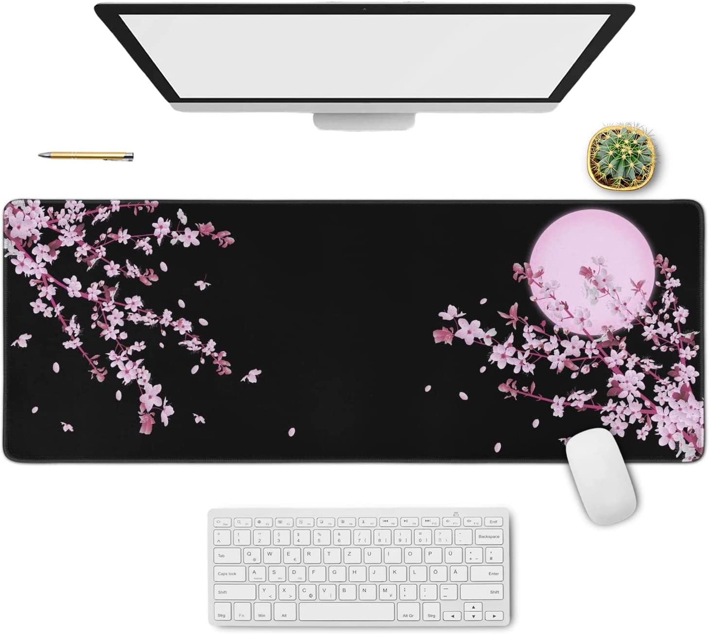 Japanese Cherry Blossom Sakura Mouse Pad Black XL, Extended Large Mouse ...