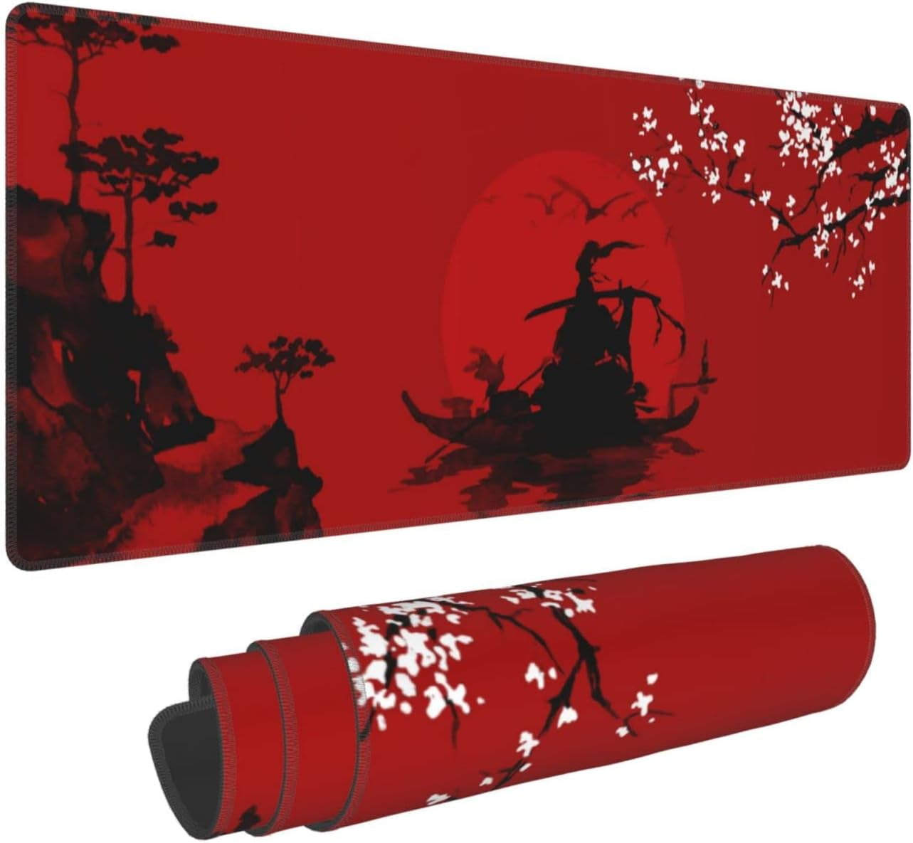 Japanese Cherry Blossom Samurai Mouse Pad - XXL Large Gaming Desk Mat ...