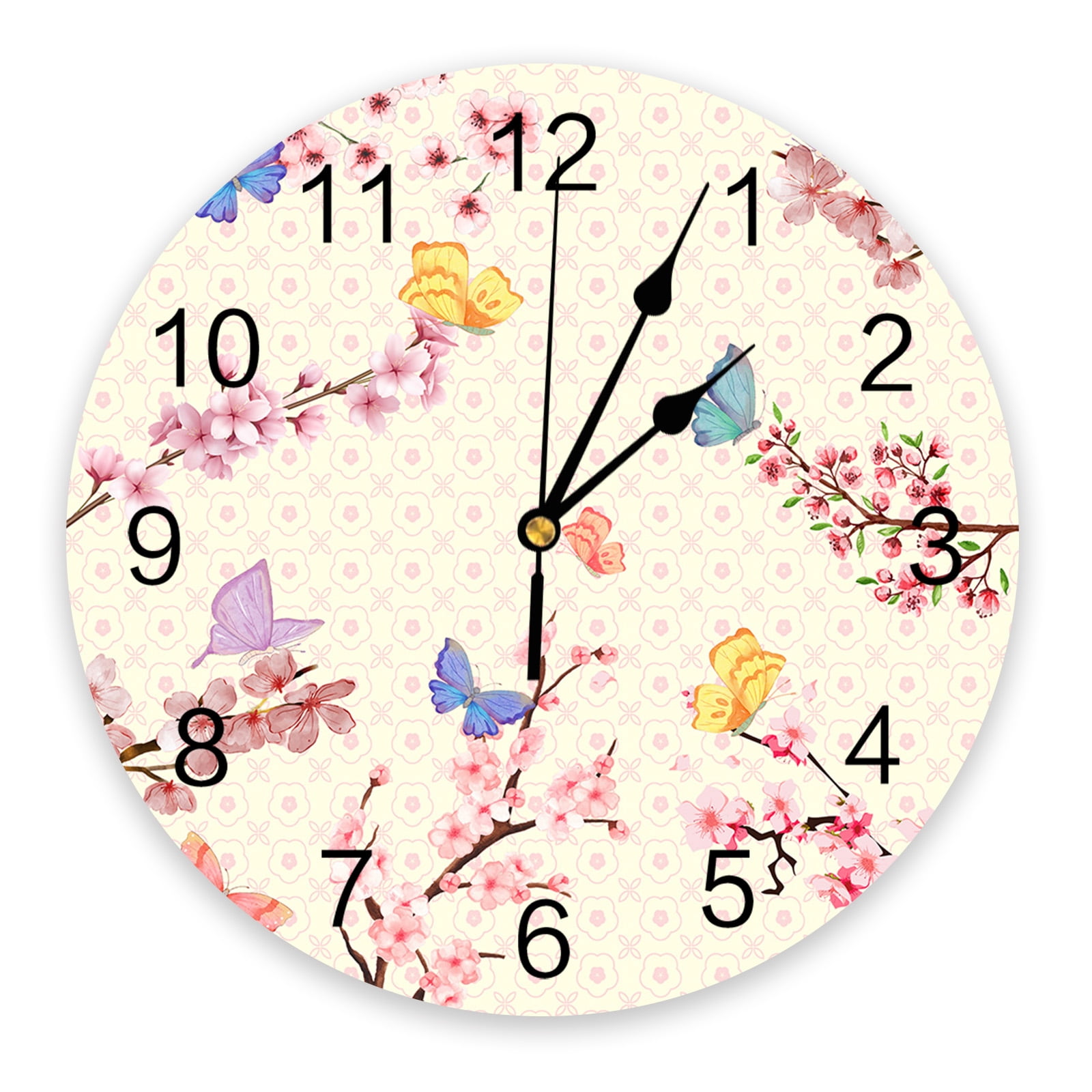 Japanese Cherry Blossom Silent Decorative Wall Clock Digital Clock ...
