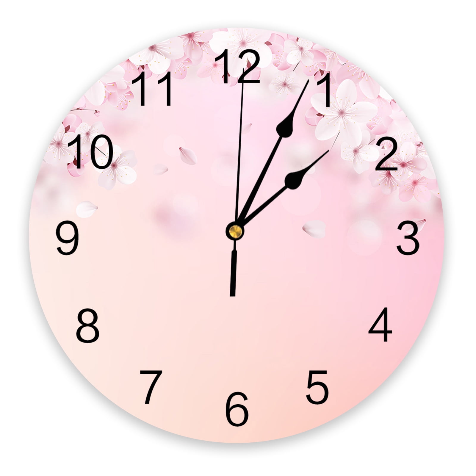 Japanese Cherry Blossom Silent Decorative Wall Clock Digital Clock ...