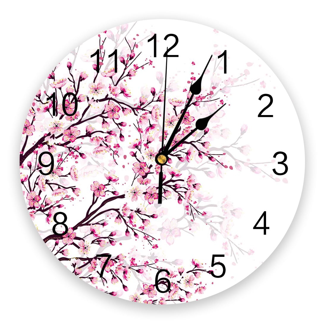Japanese Cherry Blossom Silent Decorative Wall Clock Digital Clock ...