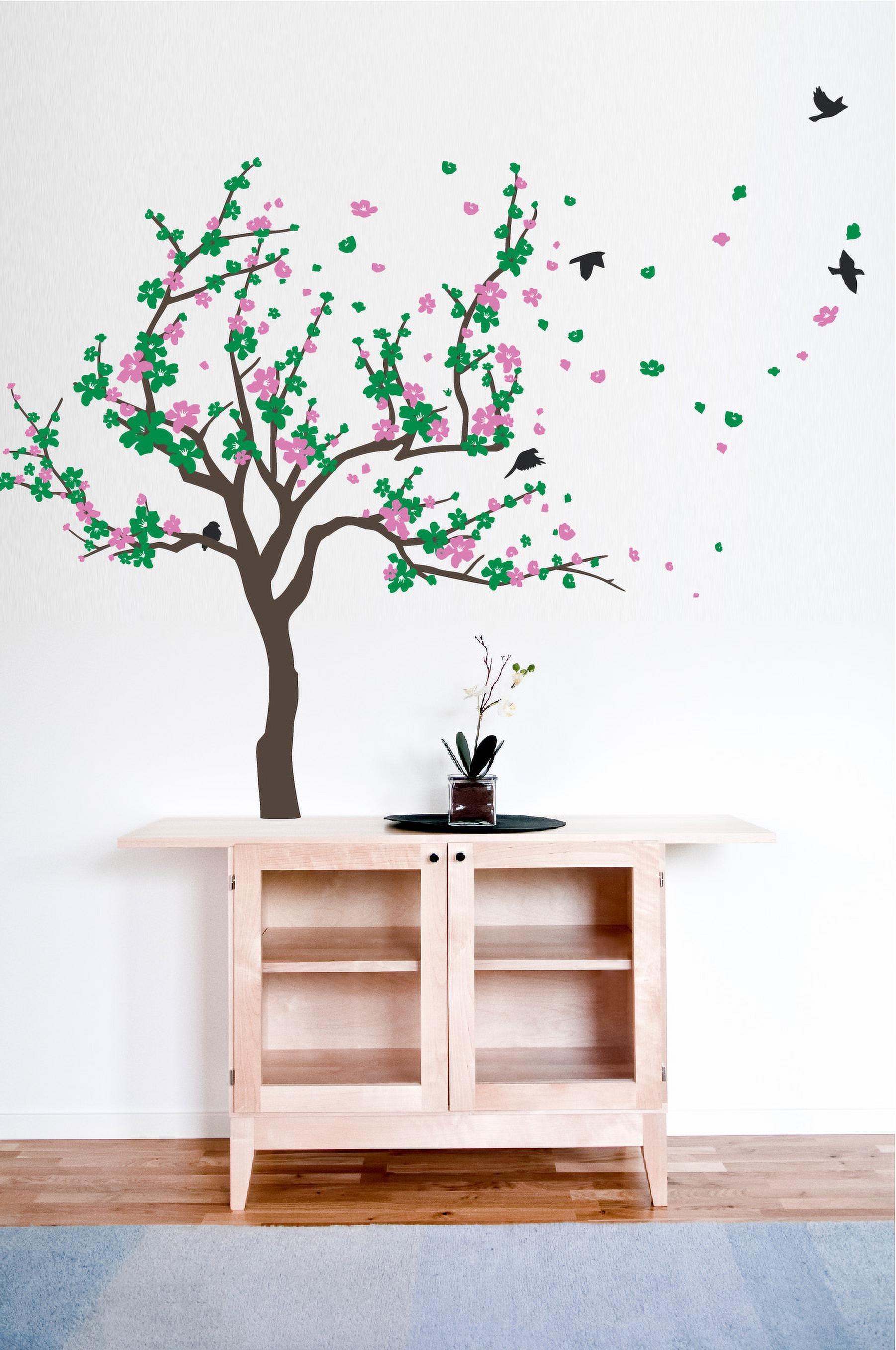 Japanese Cherry Blossom Tree and Birds Wall Decal Sticker for Flower ...
